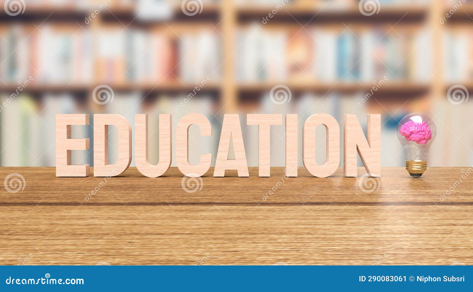 The Brain in Light Bulb and Eduction Word 3d Rendering Stock ...