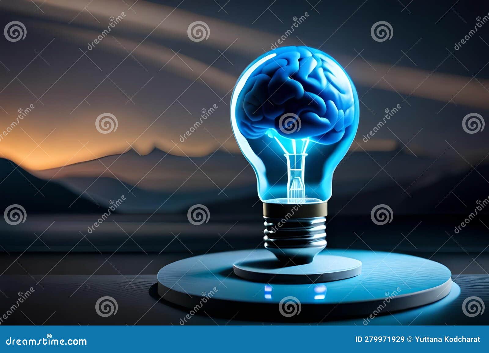 Brain in Light Bulb Generative AI Stock Image - Image of darkness, bulb ...