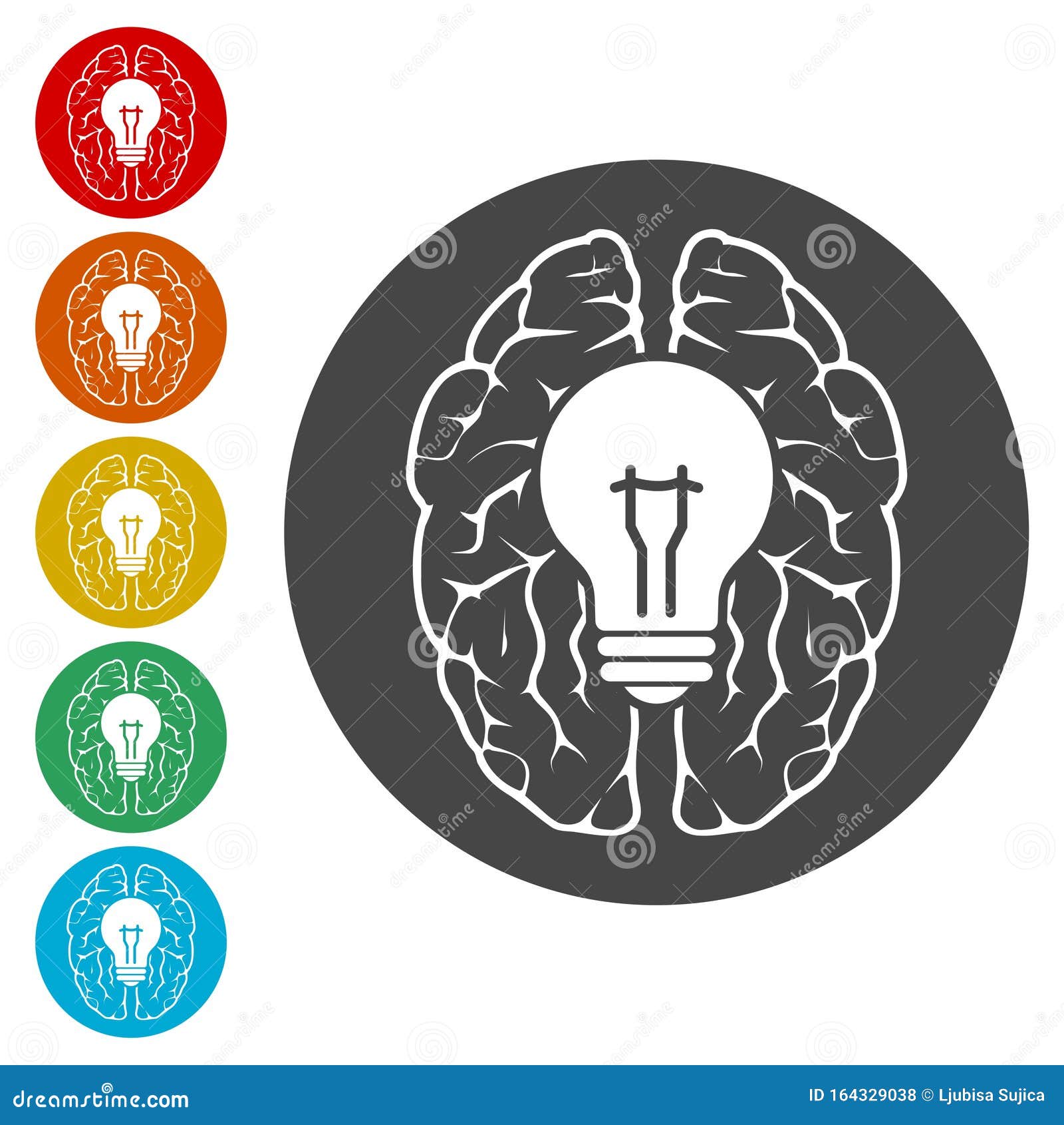 Brain light bulb icons set stock vector. Illustration of innovation ...