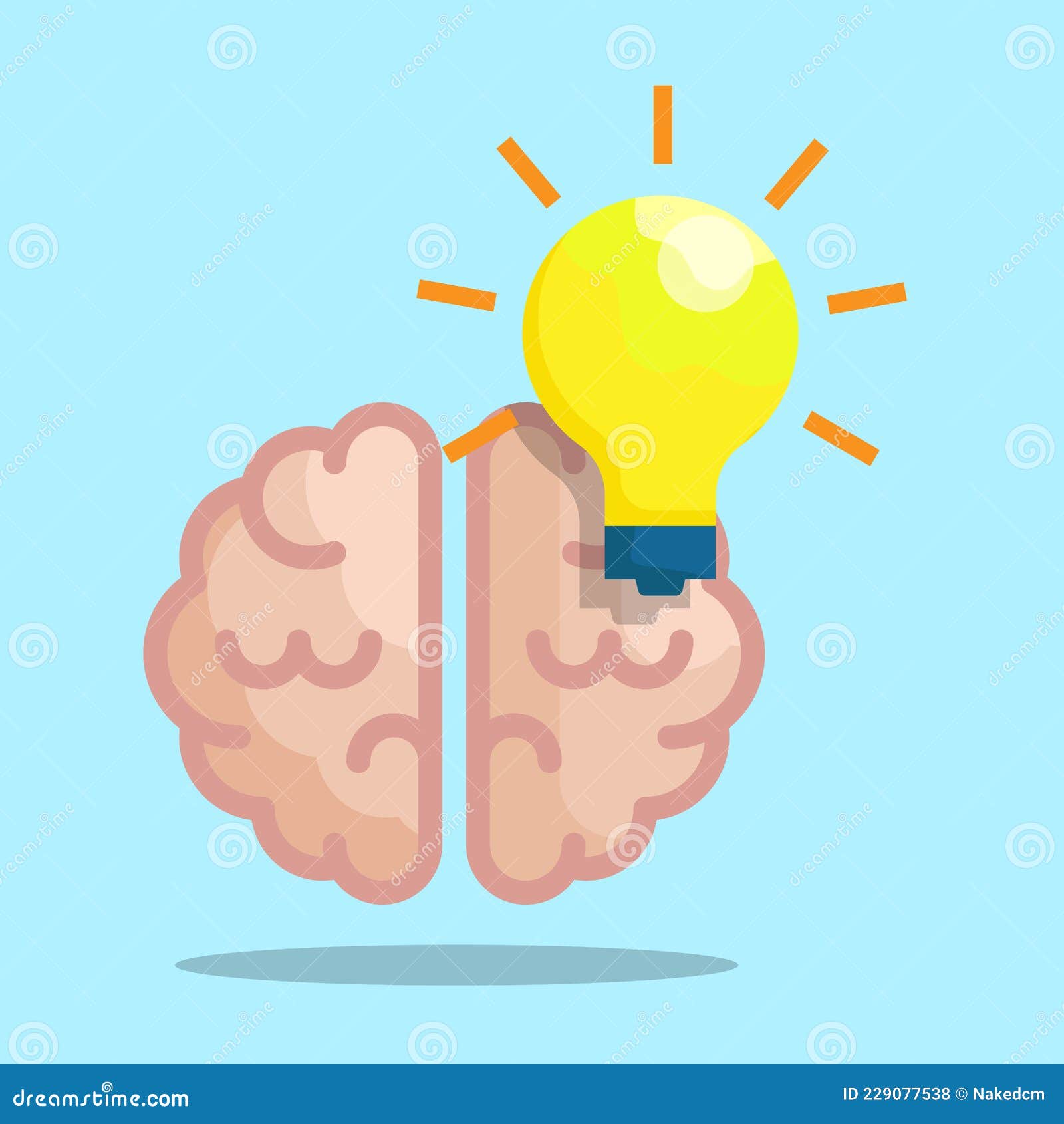 Brain with Light Bulb Idea Knowledge Concept Stock Vector ...