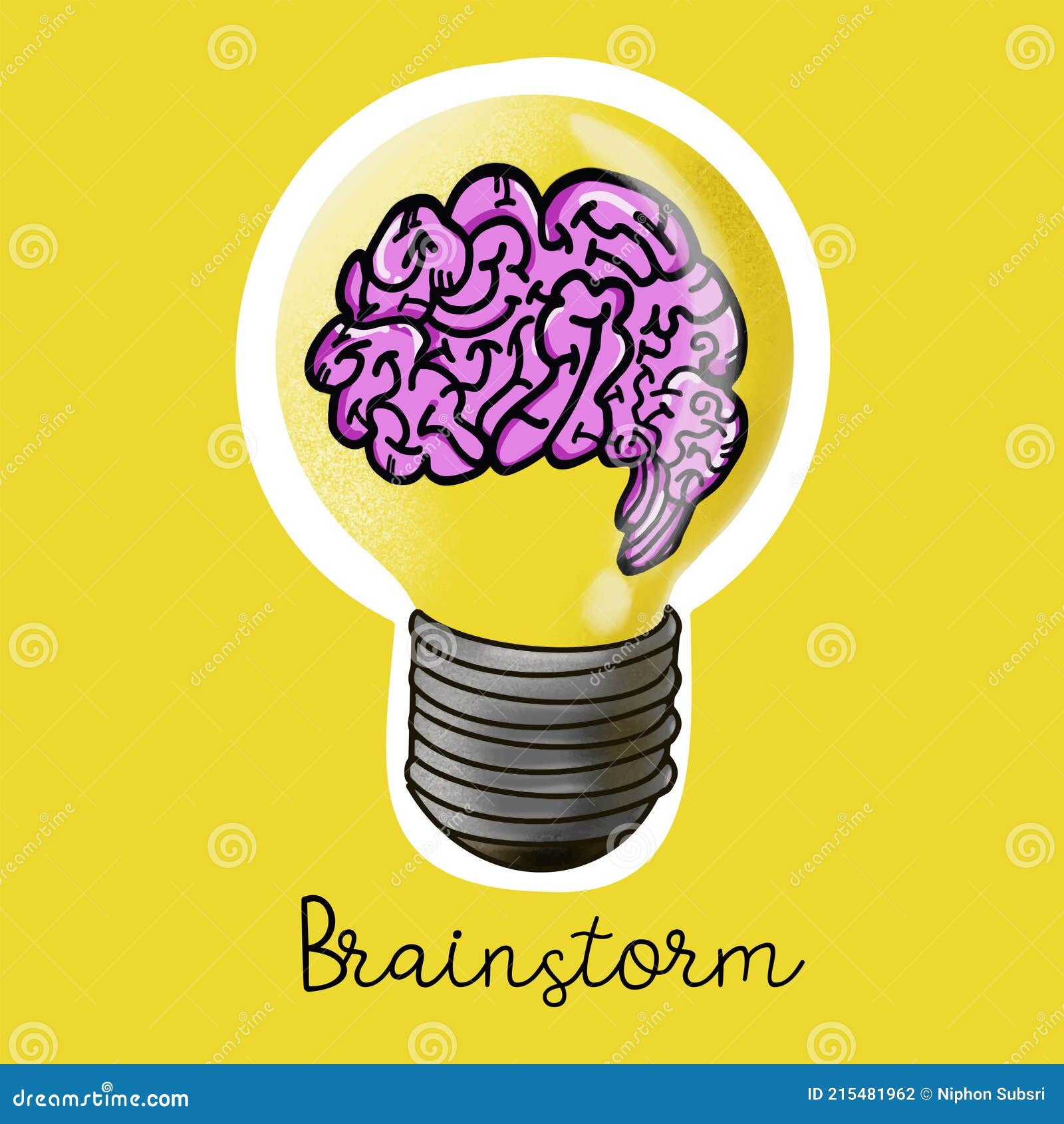 The Brain in Light Bulb for Idea or Brain Storm Concept Stock Vector ...