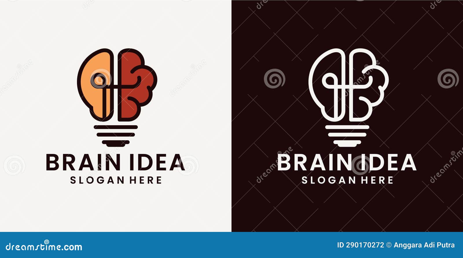 Brain with Light Bulb Logo Design Inspirations Stock Illustration ...