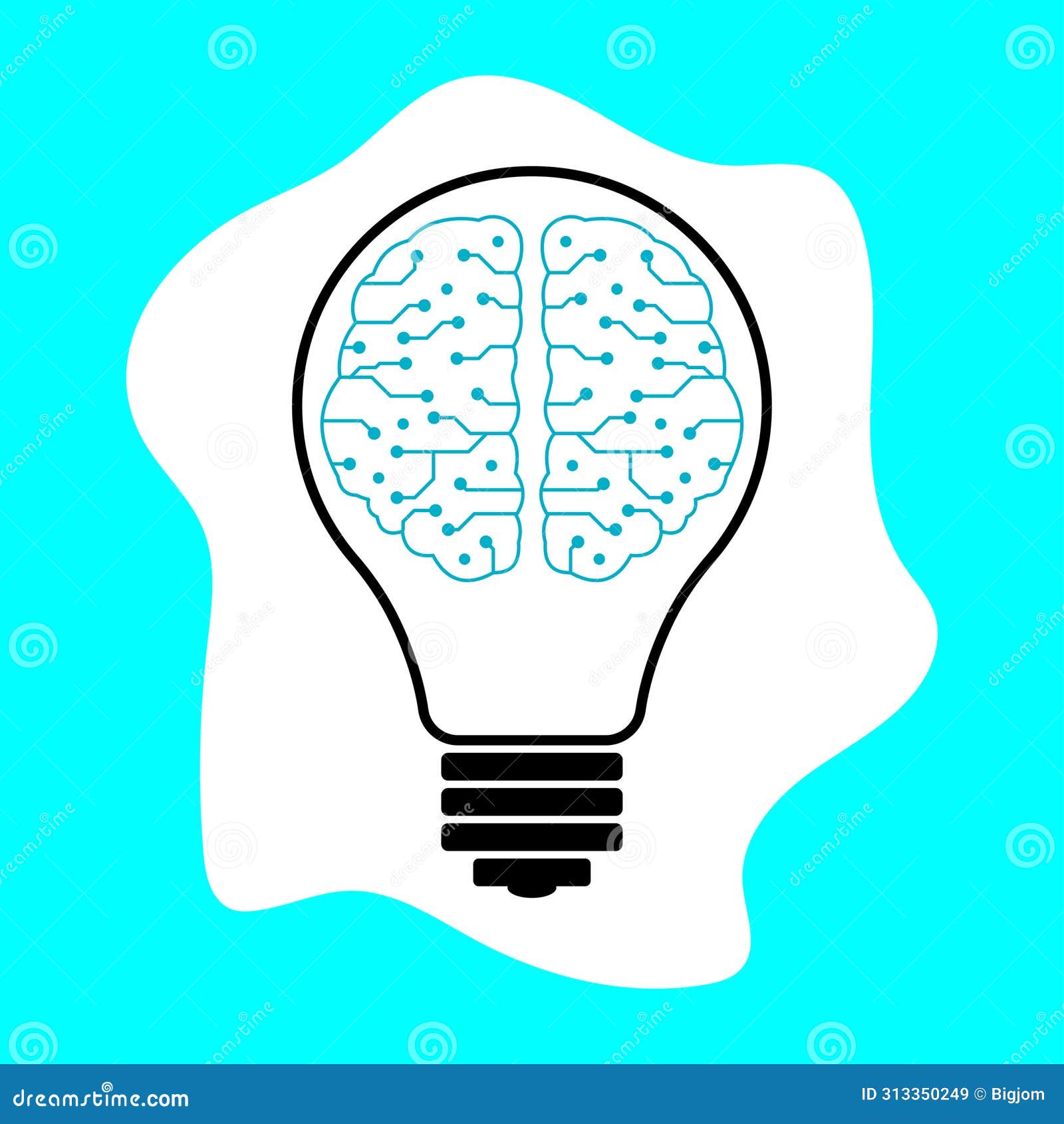 Brain Light Bulb Symbol. Creative Idea Stock Vector - Illustration of ...