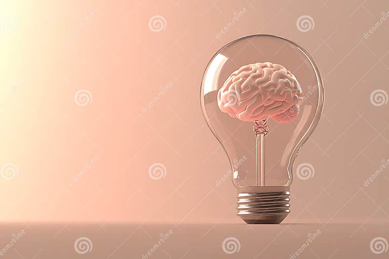 Brain in a Light Bulb - a Symbol of Intelligence and Creativity Stock ...