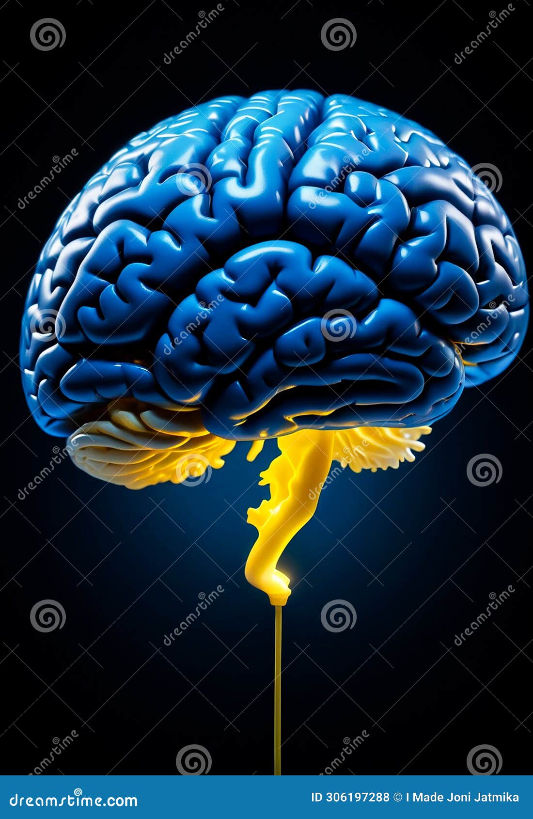 A Brain with a Light Shining from it. the Brain is Glowing Blue and Has ...
