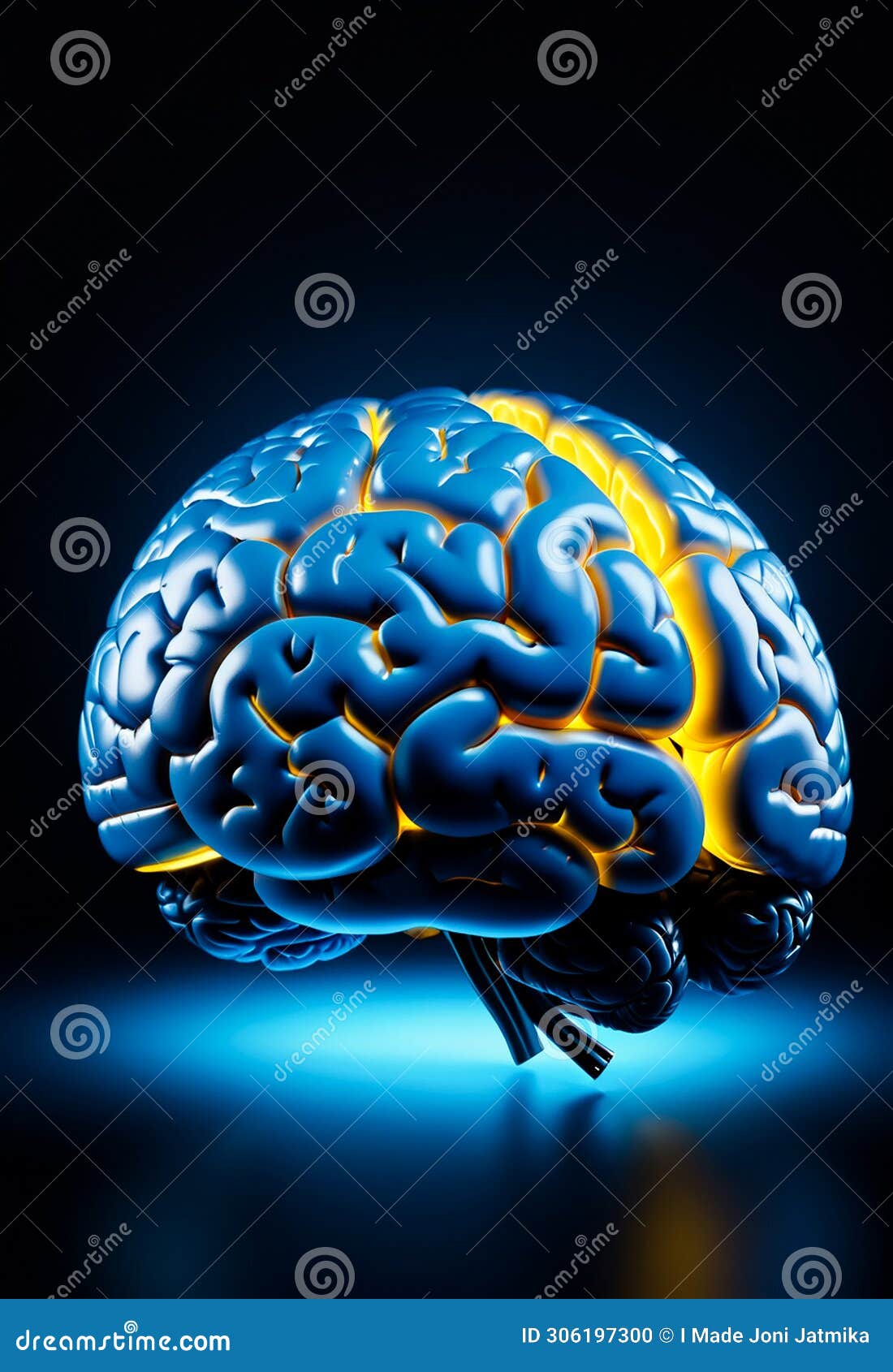 A Brain with a Light Shining from it. the Brain is Glowing Blue with ...