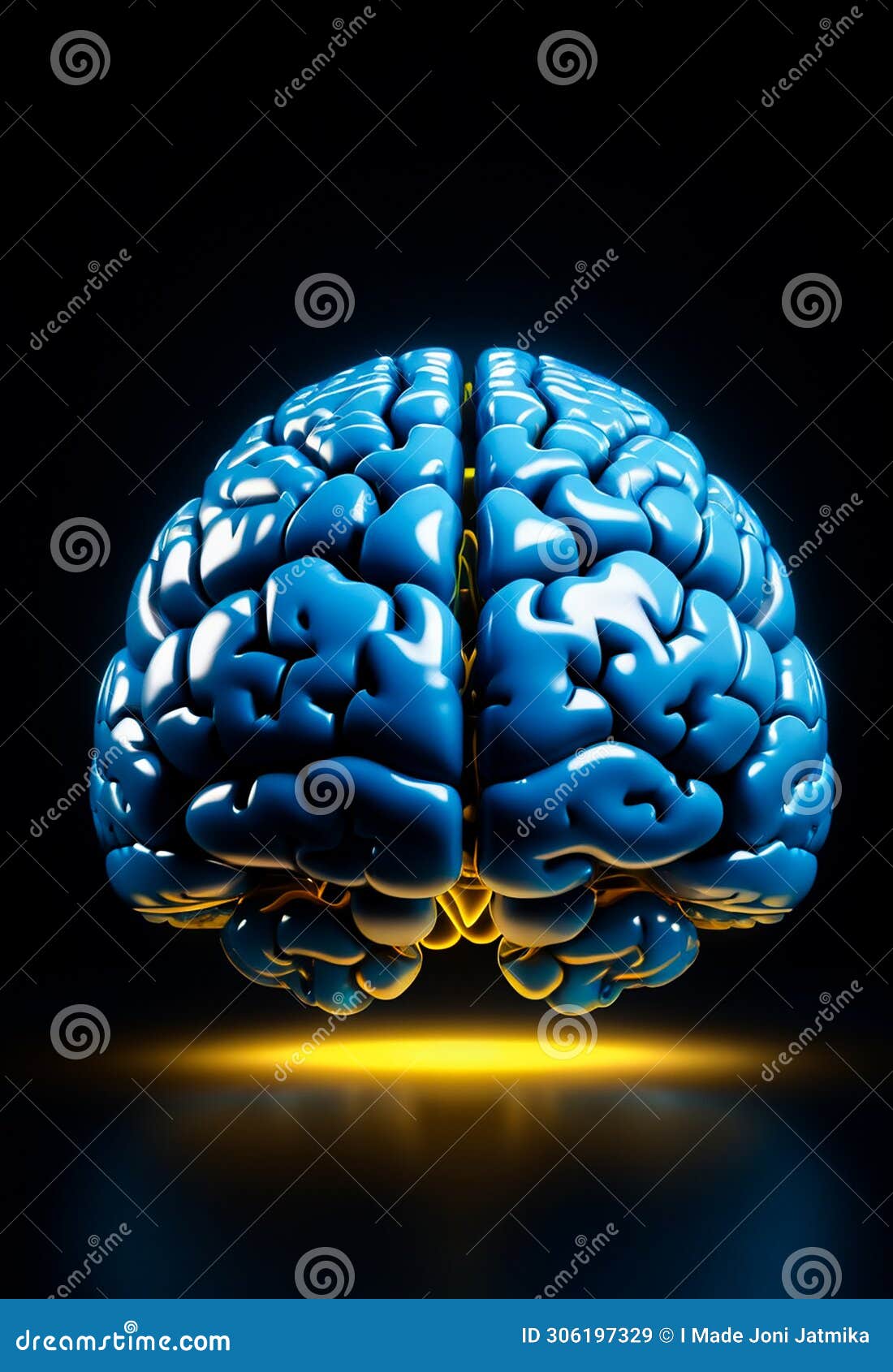 A Brain with a Light Shining from it. the Brain is Glowing Blue with ...