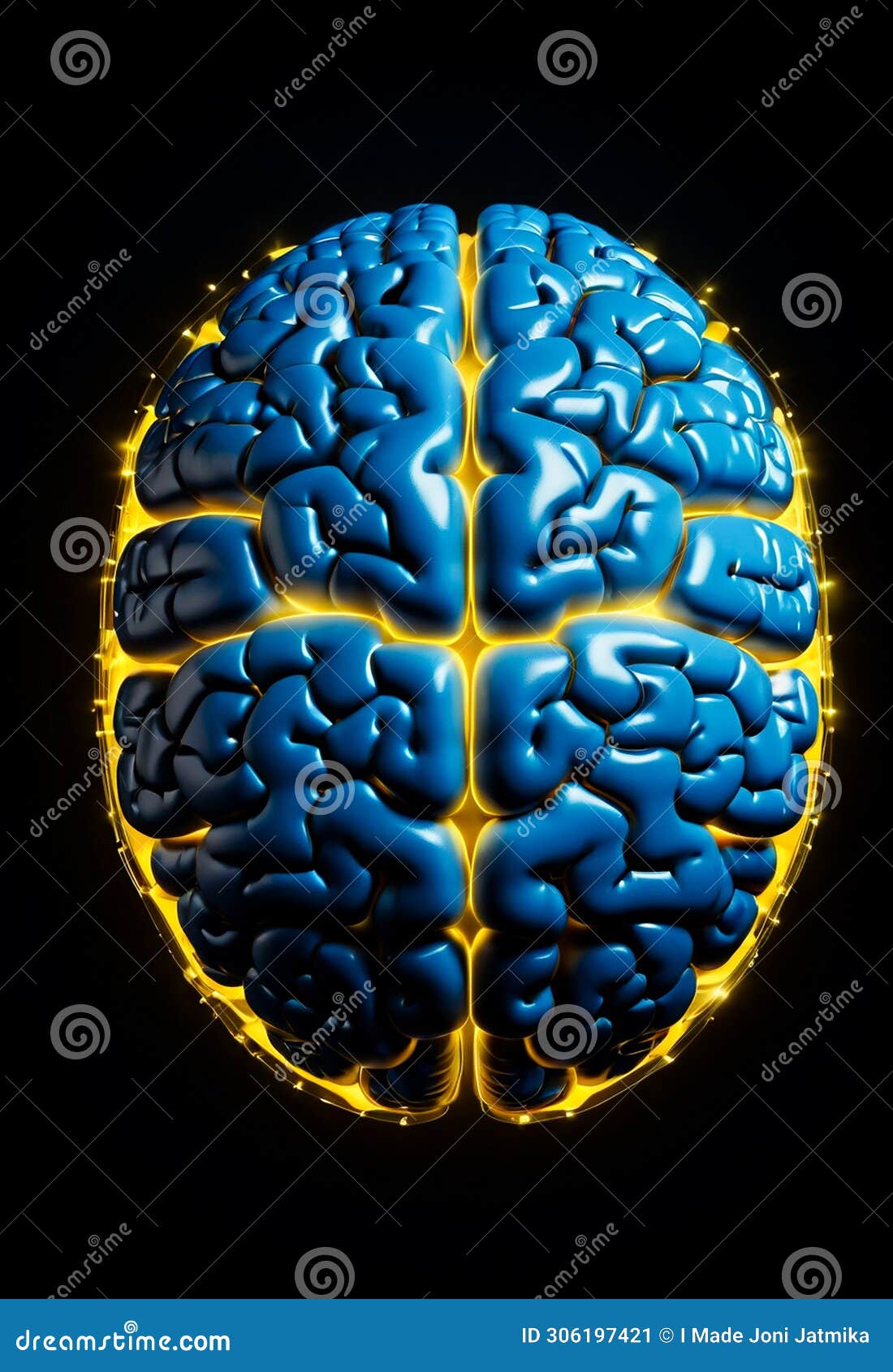 A Brain with a Light Shining from it. the Brain is Glowing Blue with ...