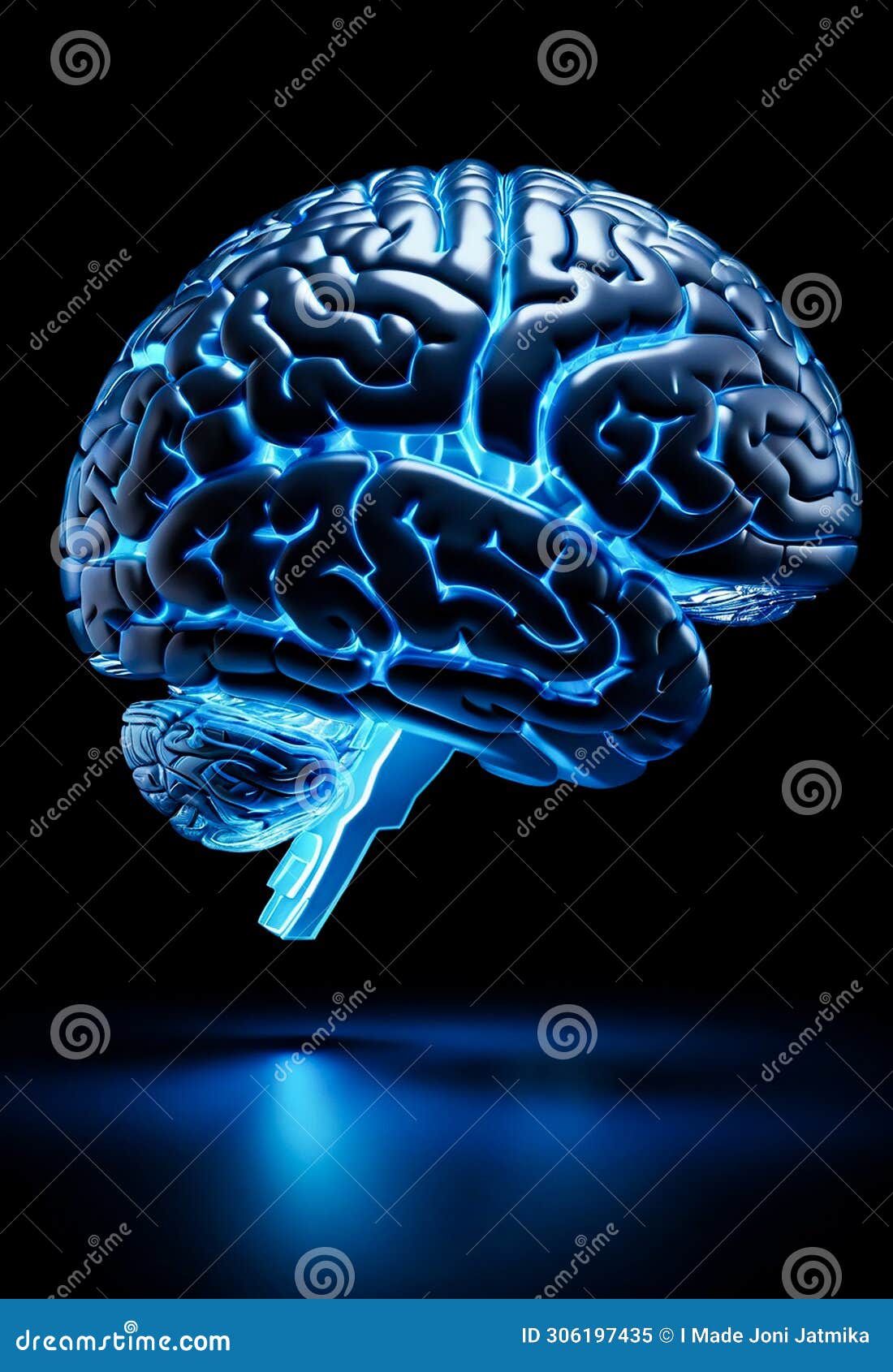 A Brain with a Light Shining from it. the Brain is Glowing Blue and Has ...