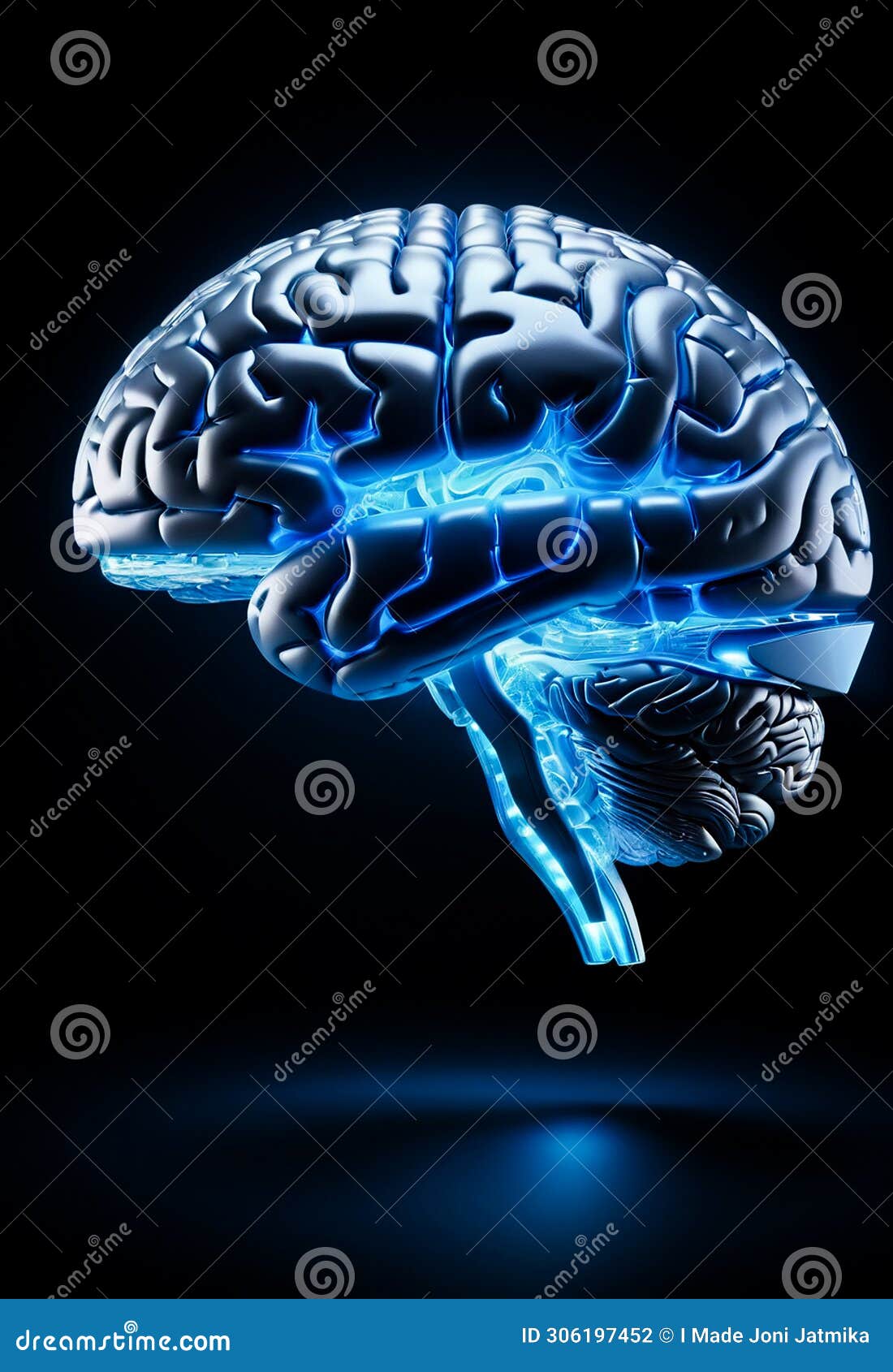 A Brain with a Light Shining from it. the Brain is Glowing Blue and Has ...