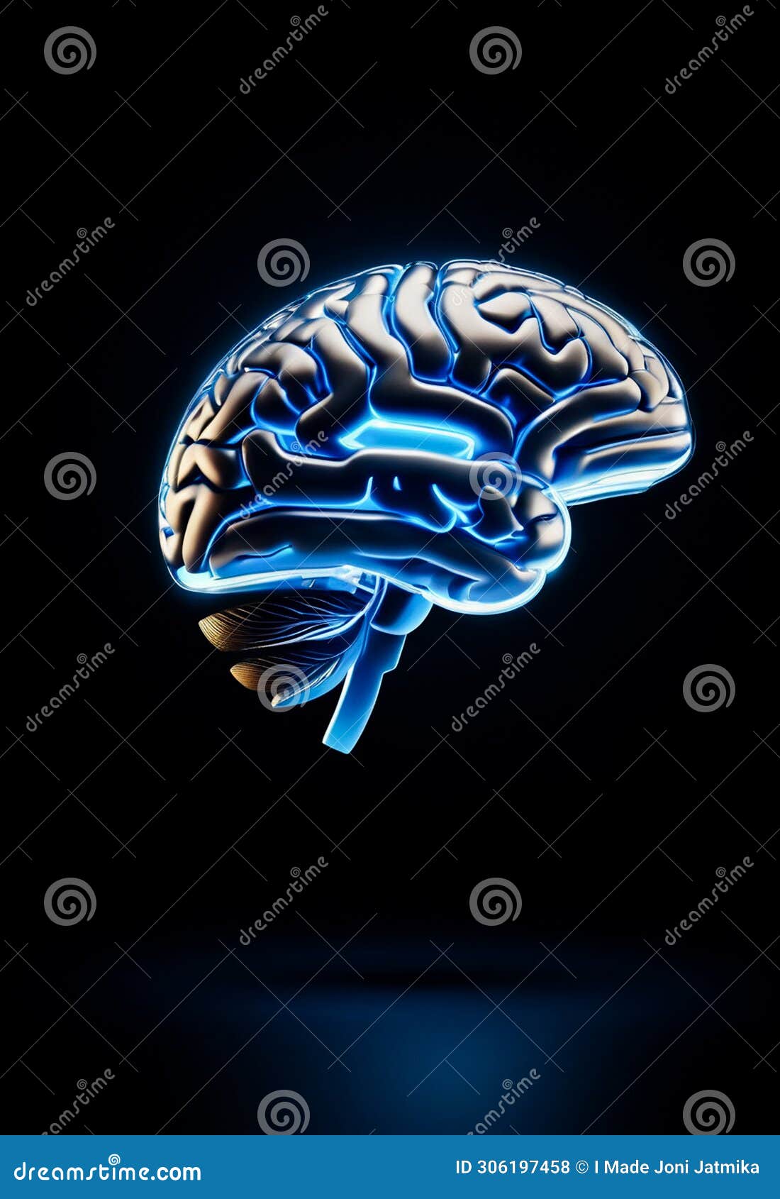 A Brain with a Light Shining from it. the Brain is Glowing Blue and Has ...