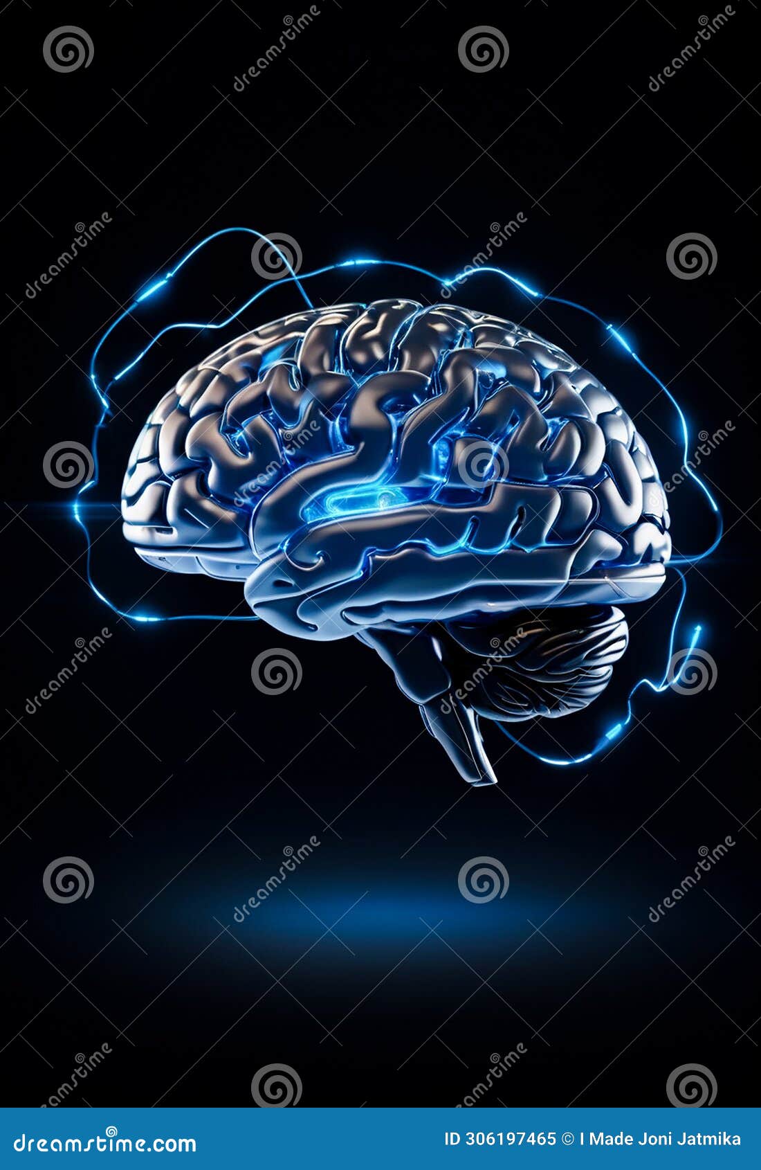 A Brain with a Light Shining from it. the Brain is Glowing Blue and Has ...