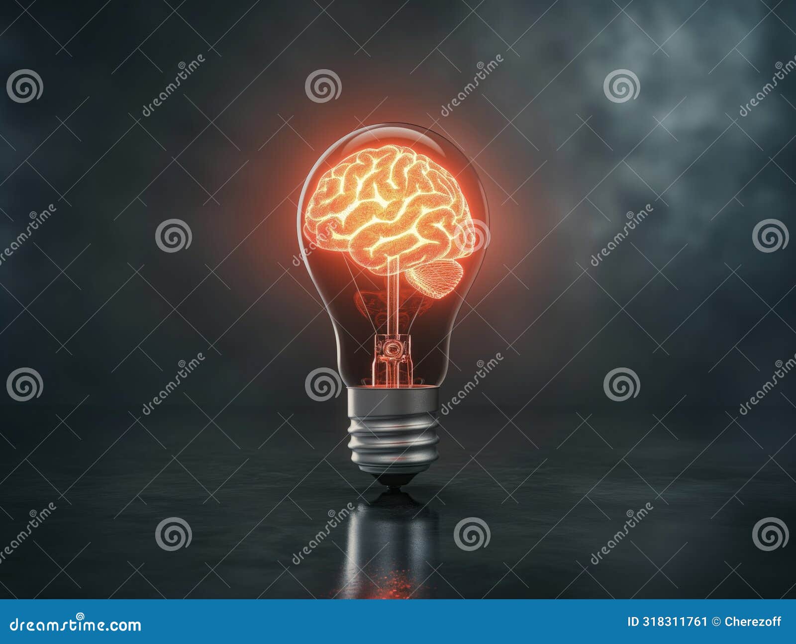Brain Lightbulb Concept stock image. Image of energy - 318311761