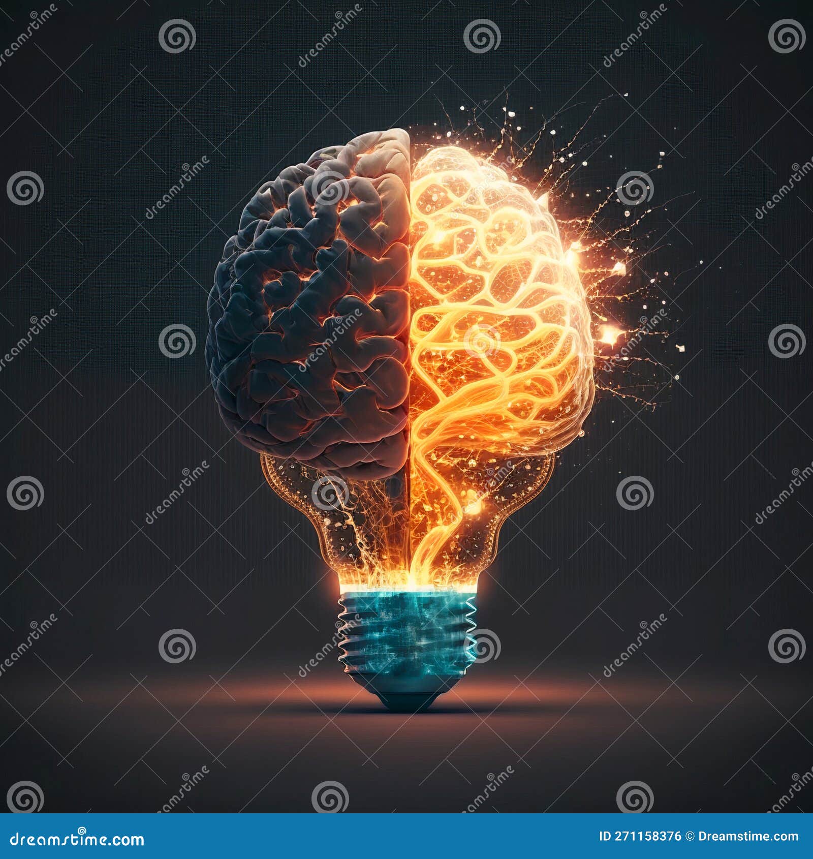 Brain Lightbulb, Creativity, Sparks and Light Stock Illustration ...