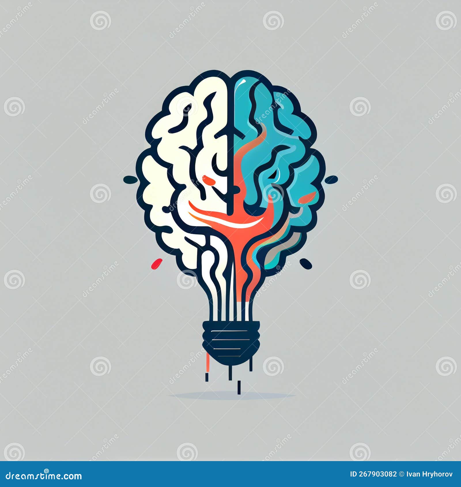 Brain Lightbulb Icon Logo - AI Generated Concept of New Idea Stock ...