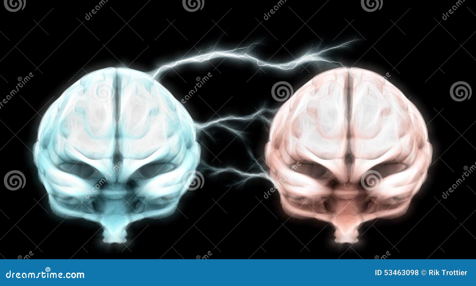 Brains Connected by Lightning Bolts Stock Illustration - Illustration ...