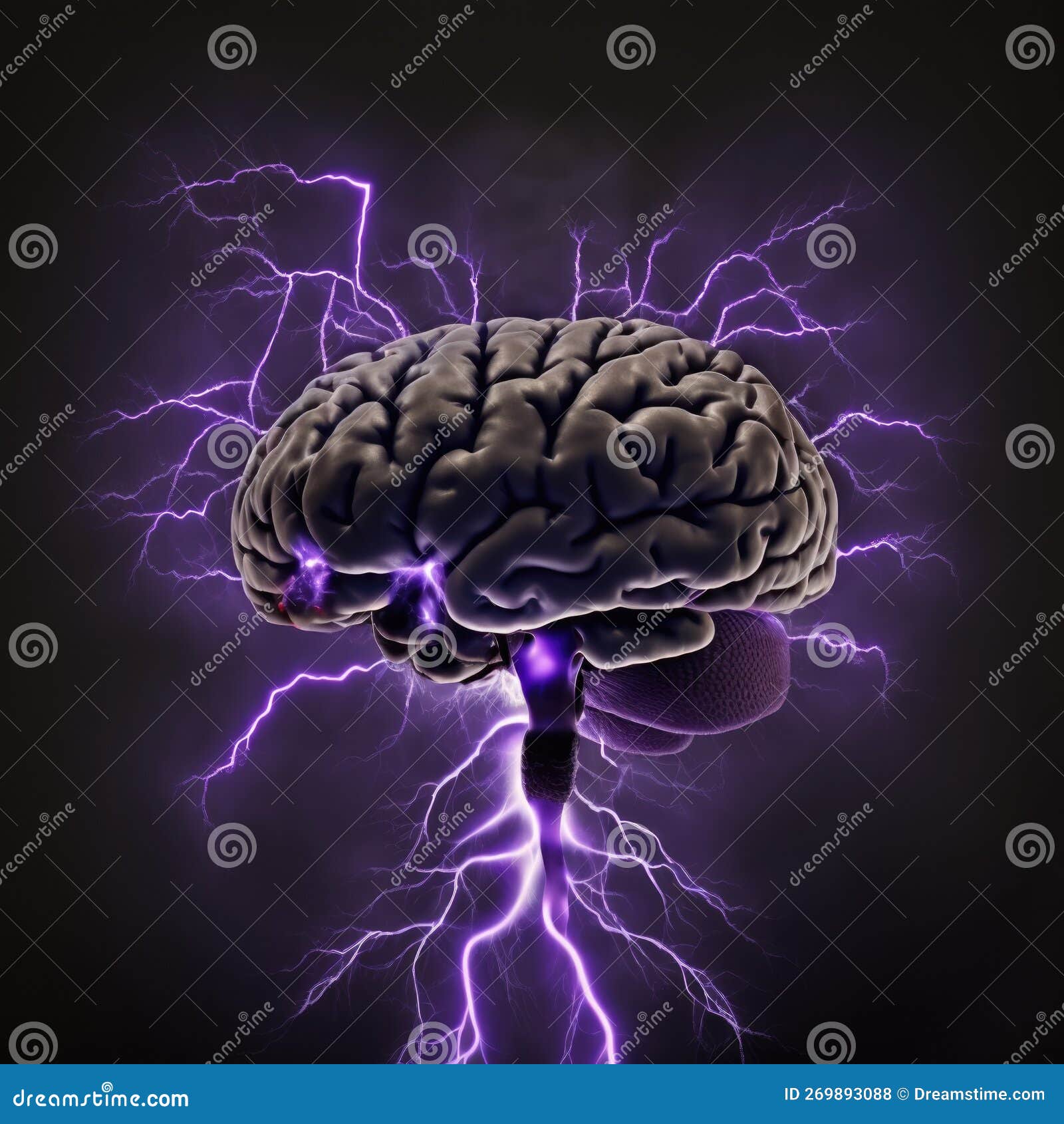 Brain with Lightning Coming Out of it, Messy Thoughts. Generative Ai ...
