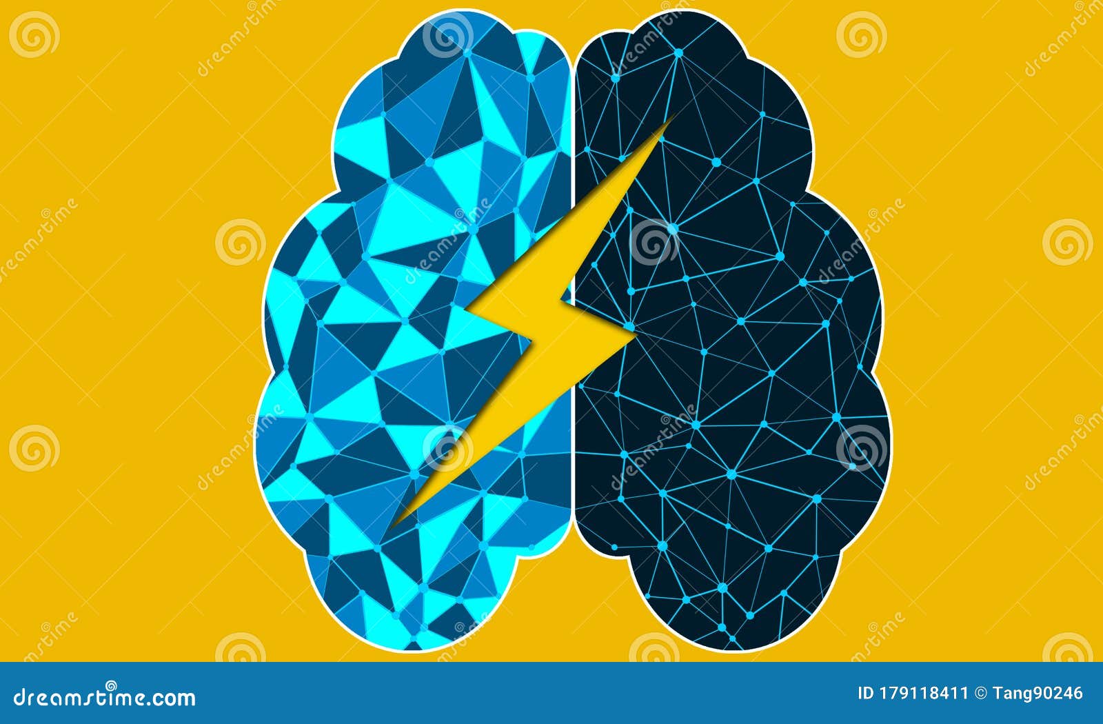 Brain with Lightning. Concept for a Brainstorming Stock Illustration ...