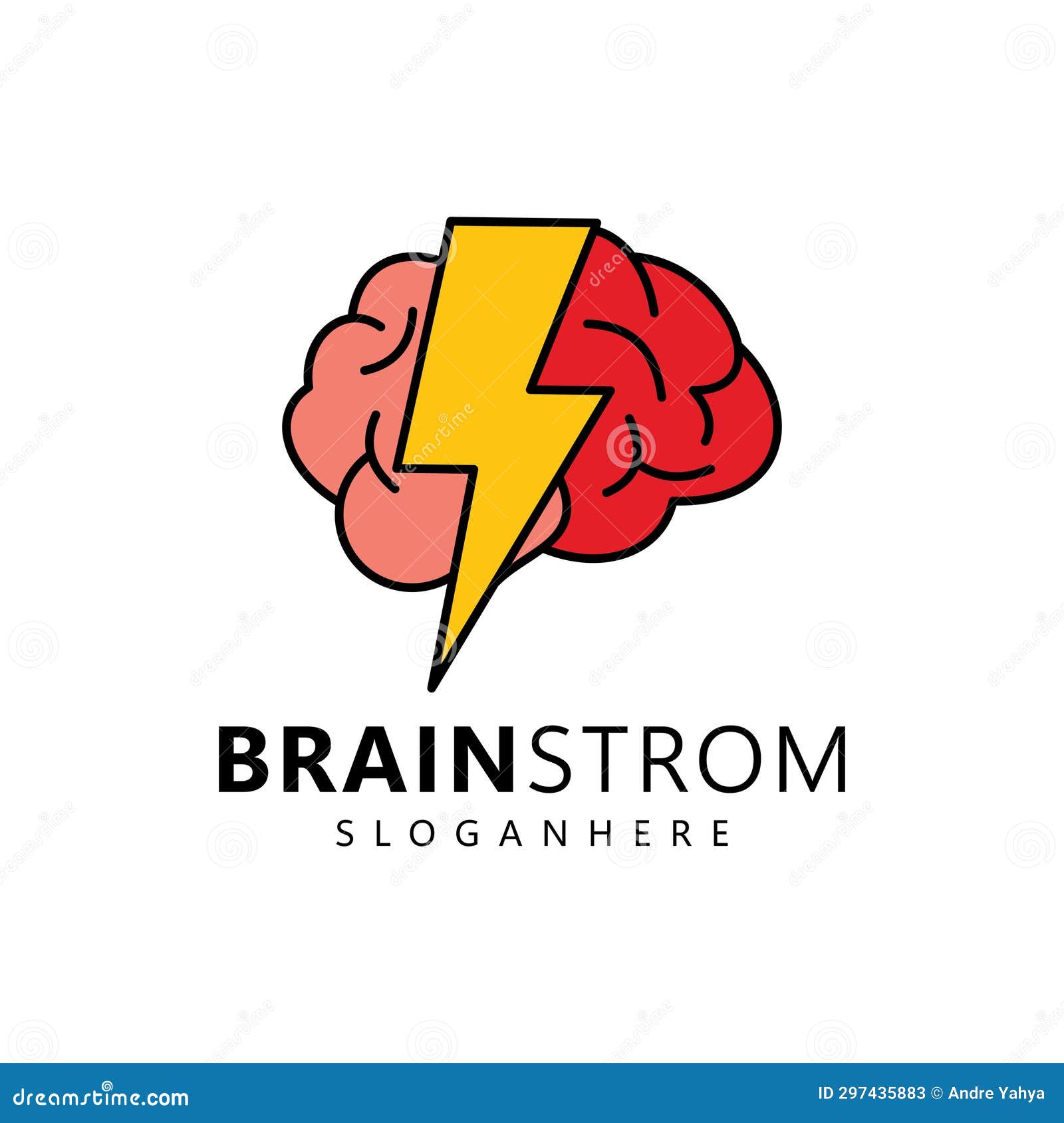 Brain and Lightning Logo Design Inspiration. Stock Illustration ...