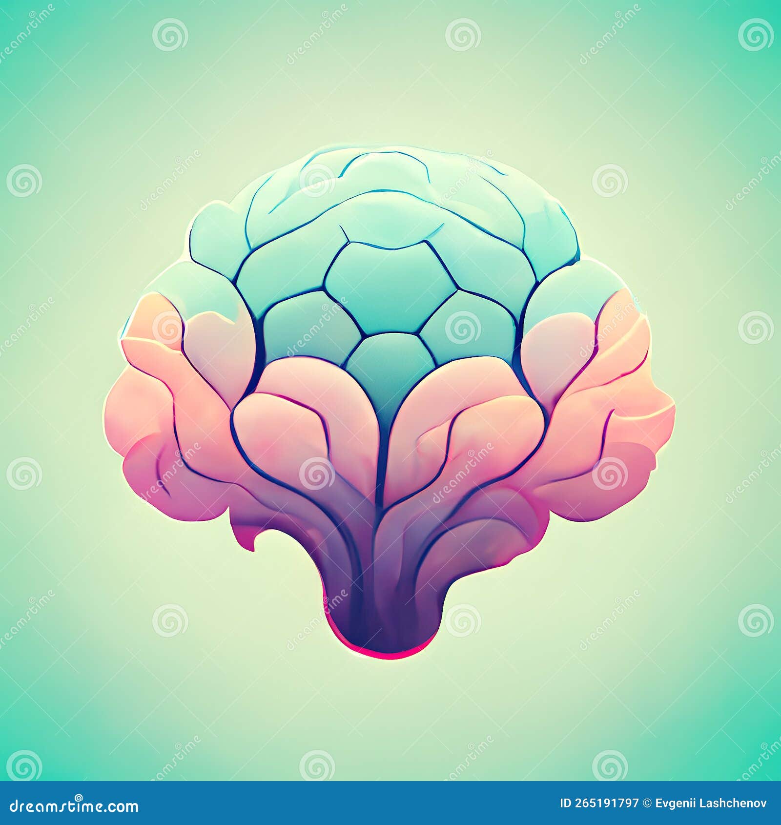 The Brain is Like a Cabbage. Stylized Abstract Brain. Digital ...