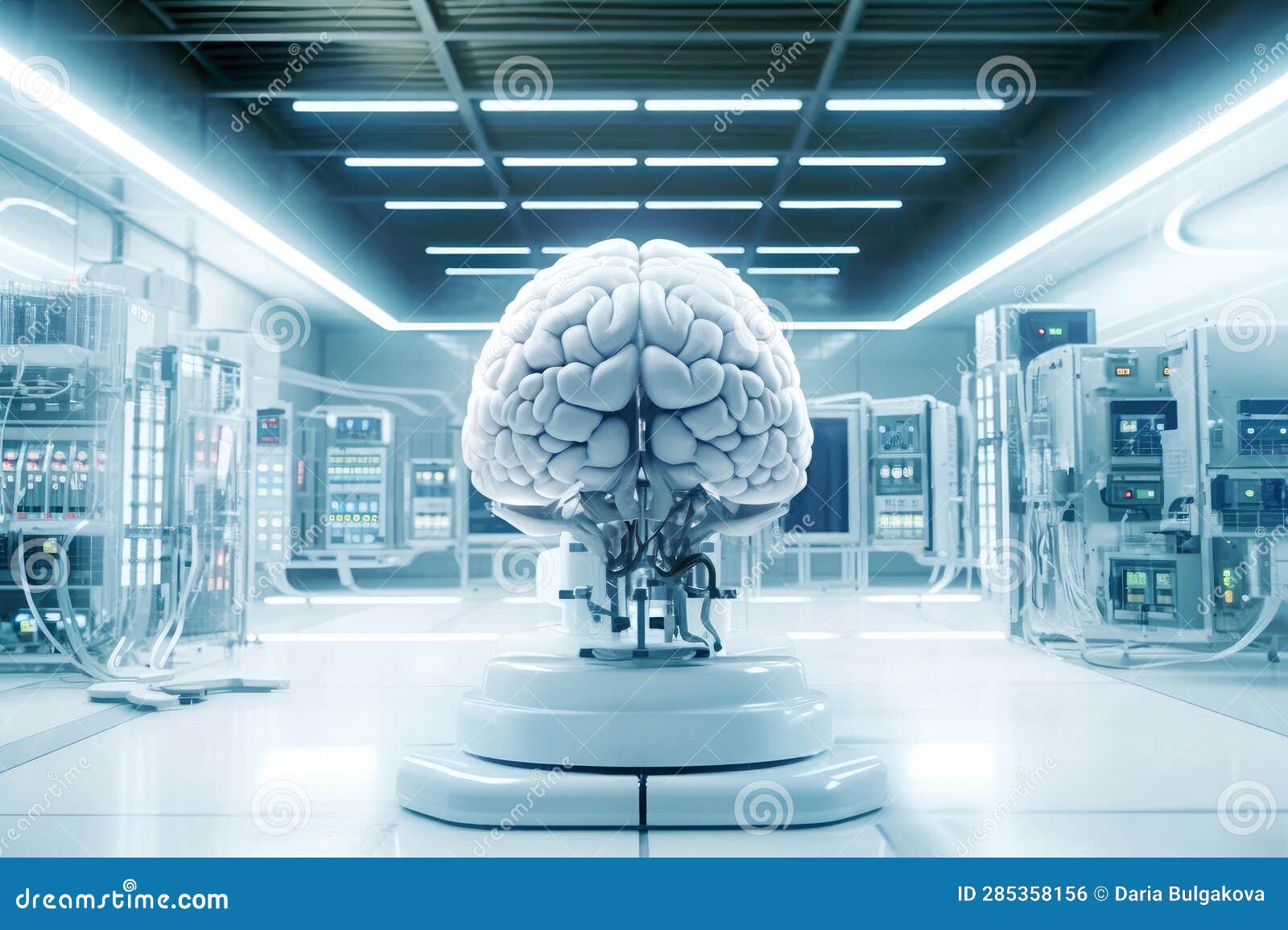 Futuristic Humanized Robot At Abstract Background, Artificial ...