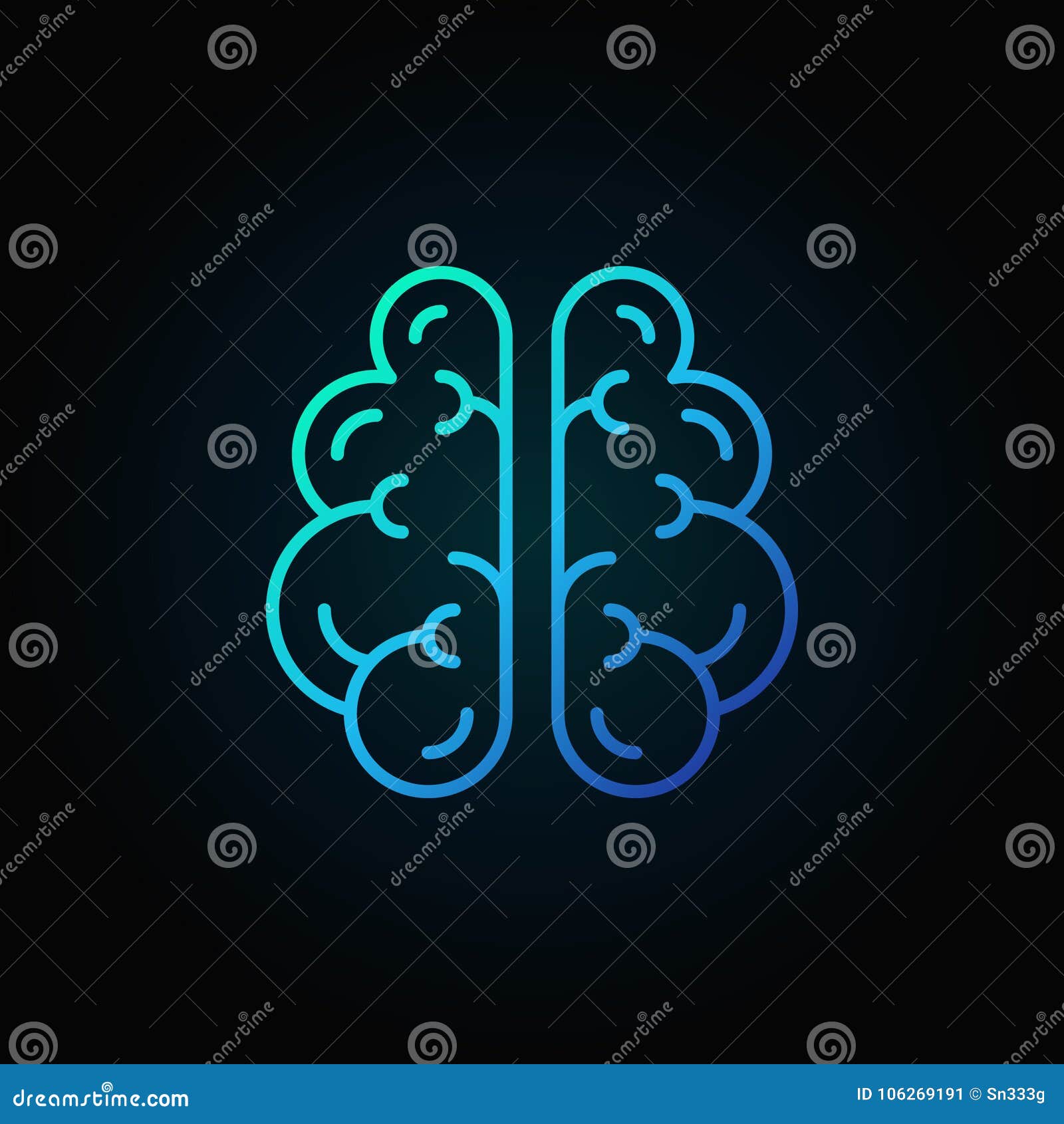 Brain Line Blue Icon - Vector Intelligence Concept Symbol Stock Vector ...