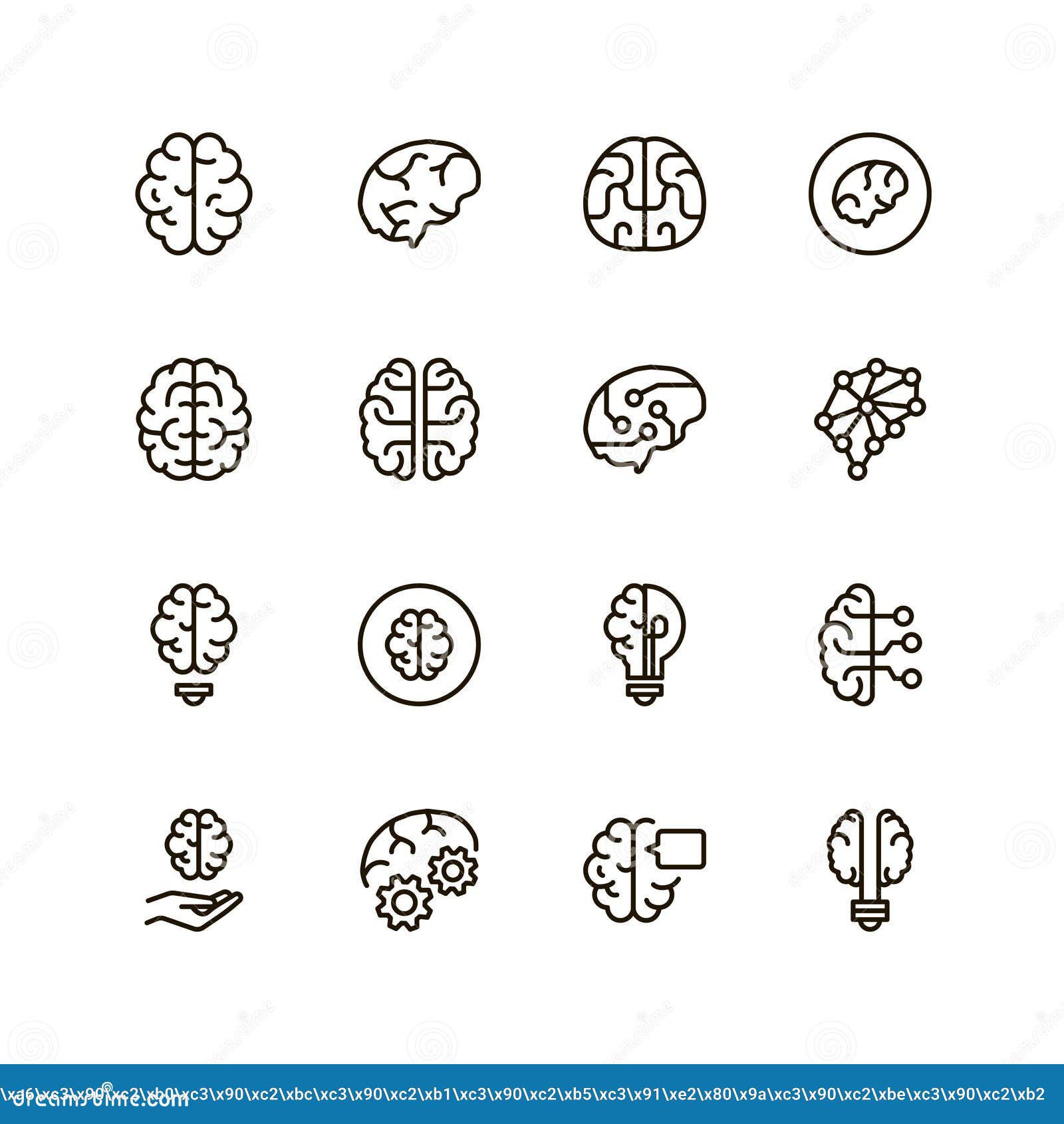 Brain line icon stock vector. Illustration of background - 103291743
