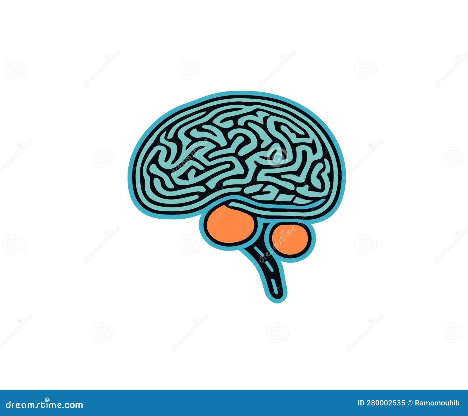 Brain Line Illustration Mind Vector Image Stock Vector - Illustration ...