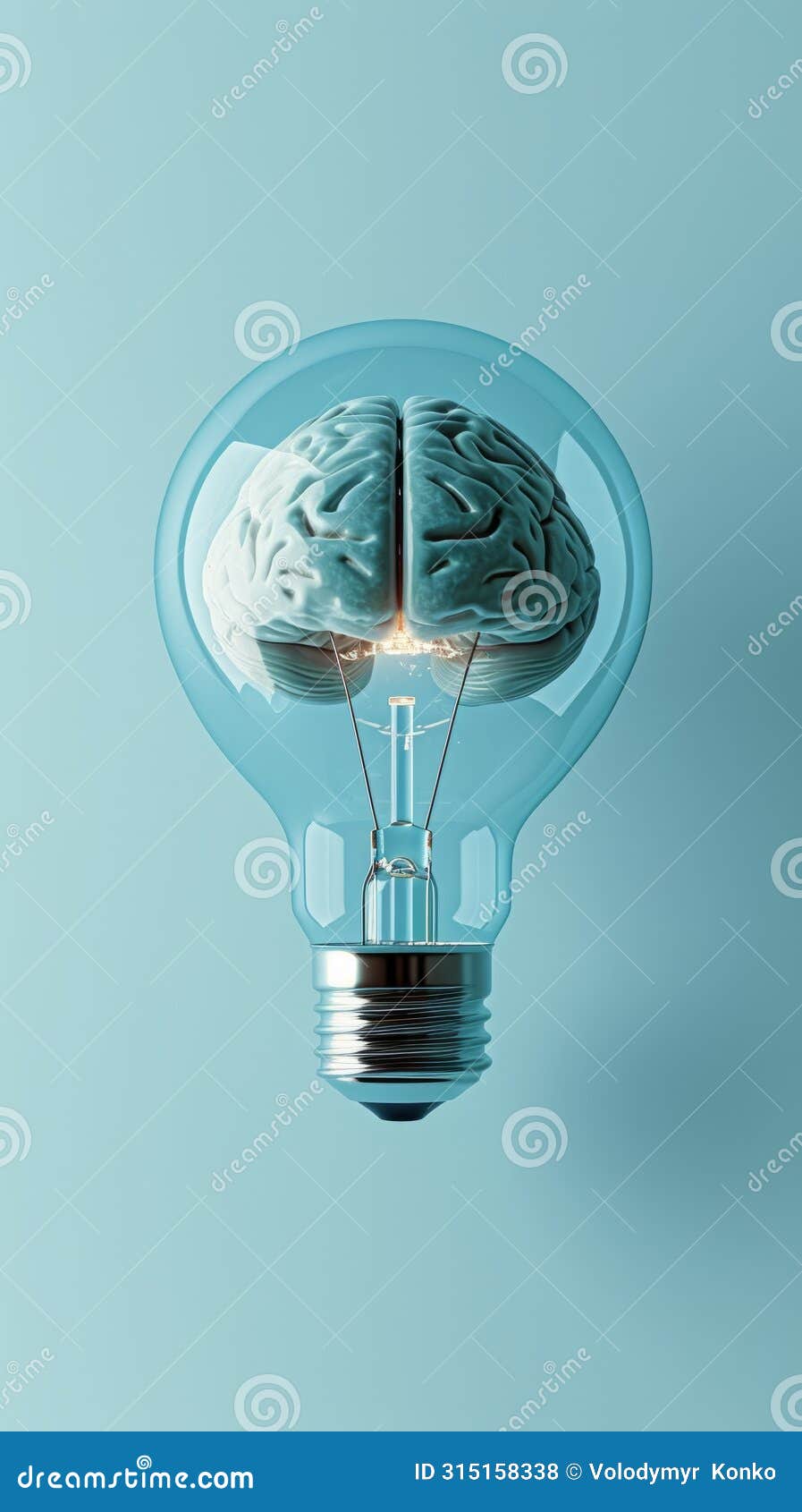 Brain-Lit, an Image of a Light Bulb with a Brain Inside Stock Photo ...