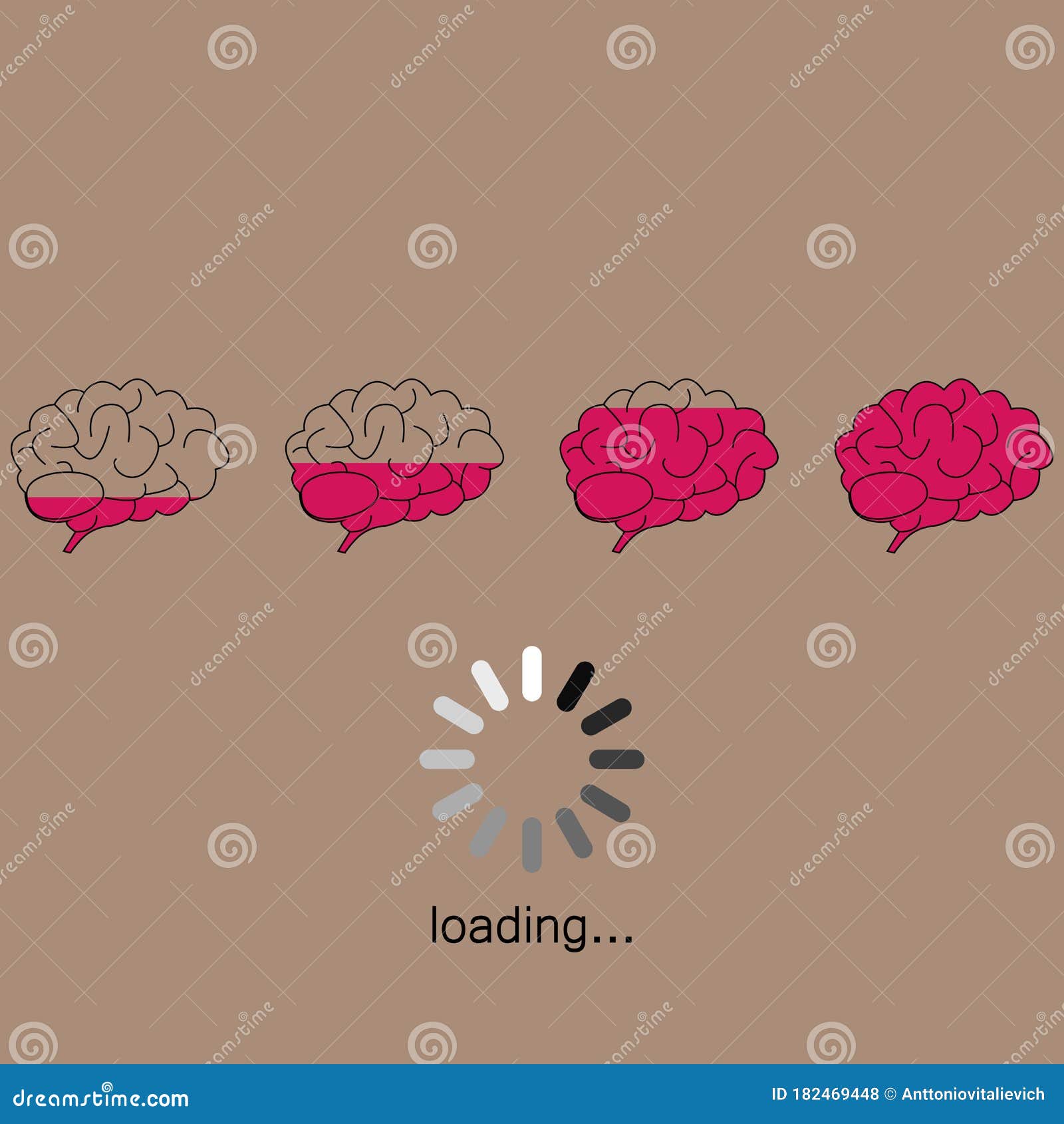Brain Loading Icon - Pink Marrow - Wisdom Stock Vector - Illustration ...