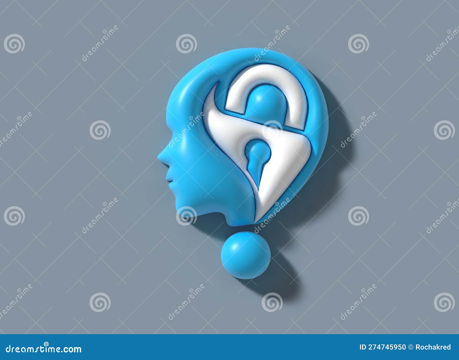Brain Lock Logo 3d Illustration Design Stock Illustration ...