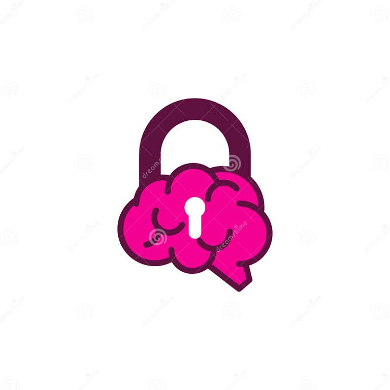 Brain Lock Logo Icon Design Ilustración del Vector - Ilustración de ...