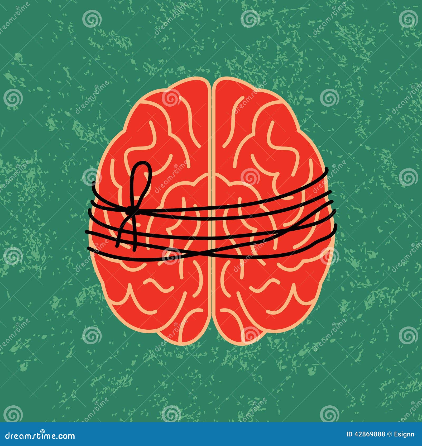 Brain Lock, Mental Idea Tied with Rope Stock Vector - Illustration of ...