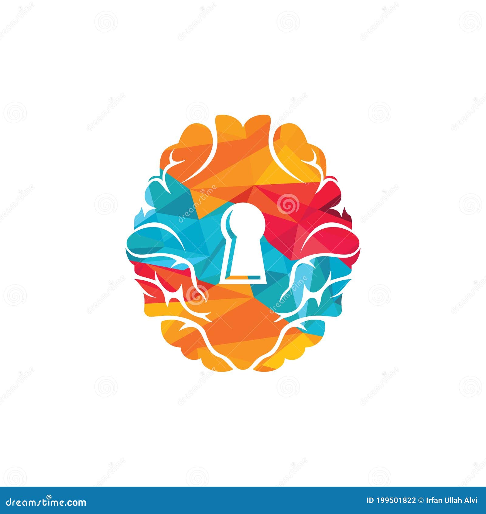 Brain Lock Vector Logo Design. Stock Vector - Illustration of ...