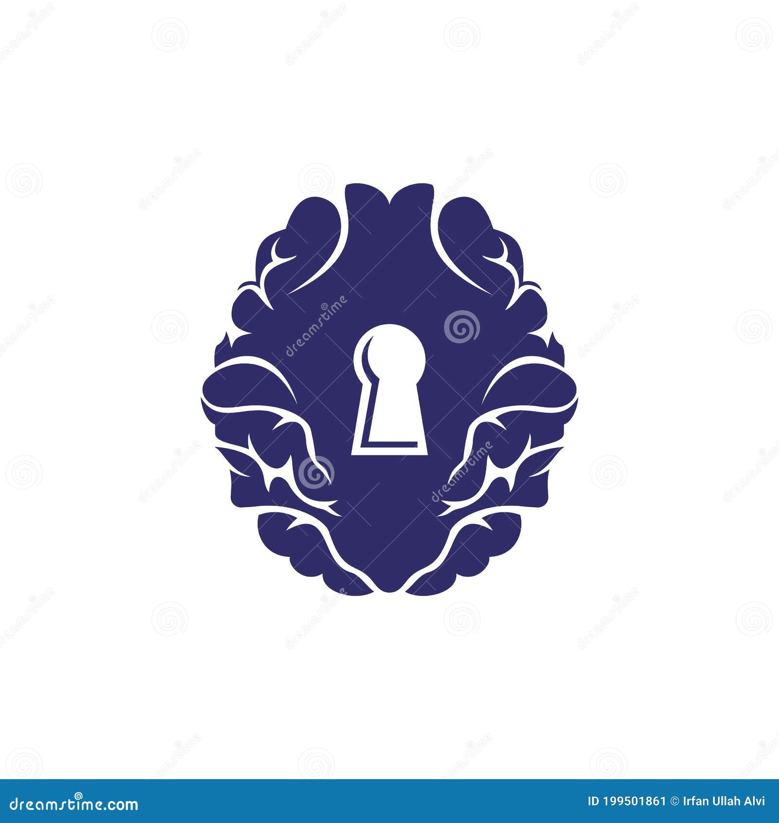 Brain Lock Vector Logo Design. Stock Vector - Illustration of design ...