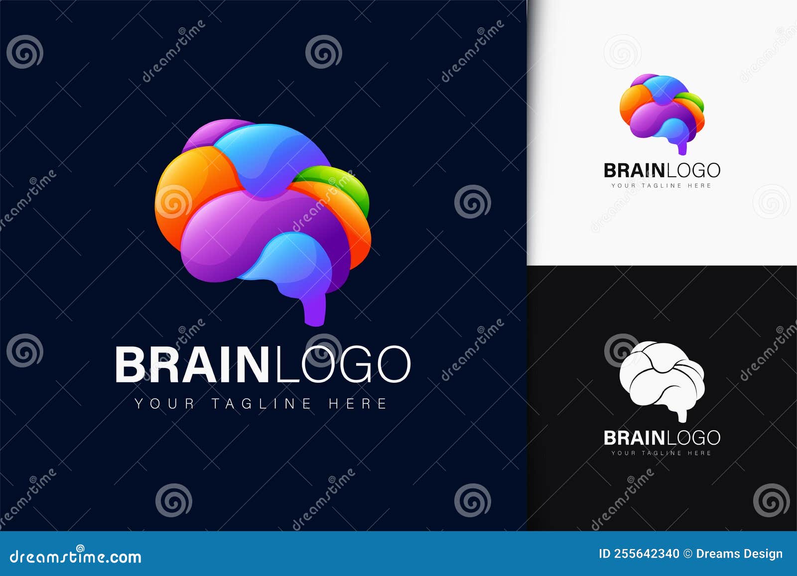 Brain Logo Design with Gradient Stock Vector - Illustration of health ...
