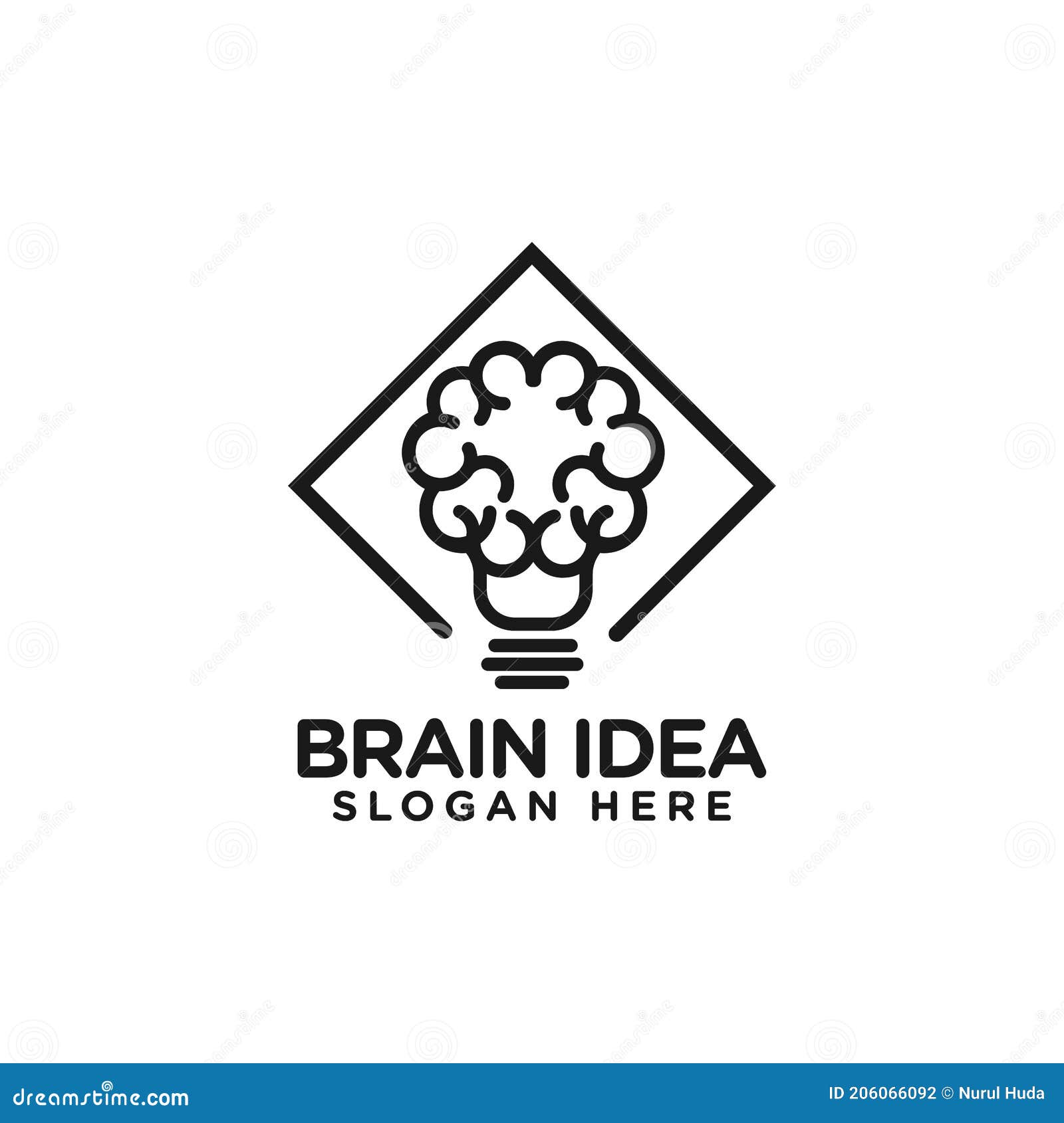 Brain Logo Design with Idea Concept Brain Storm Illustration Icon ...
