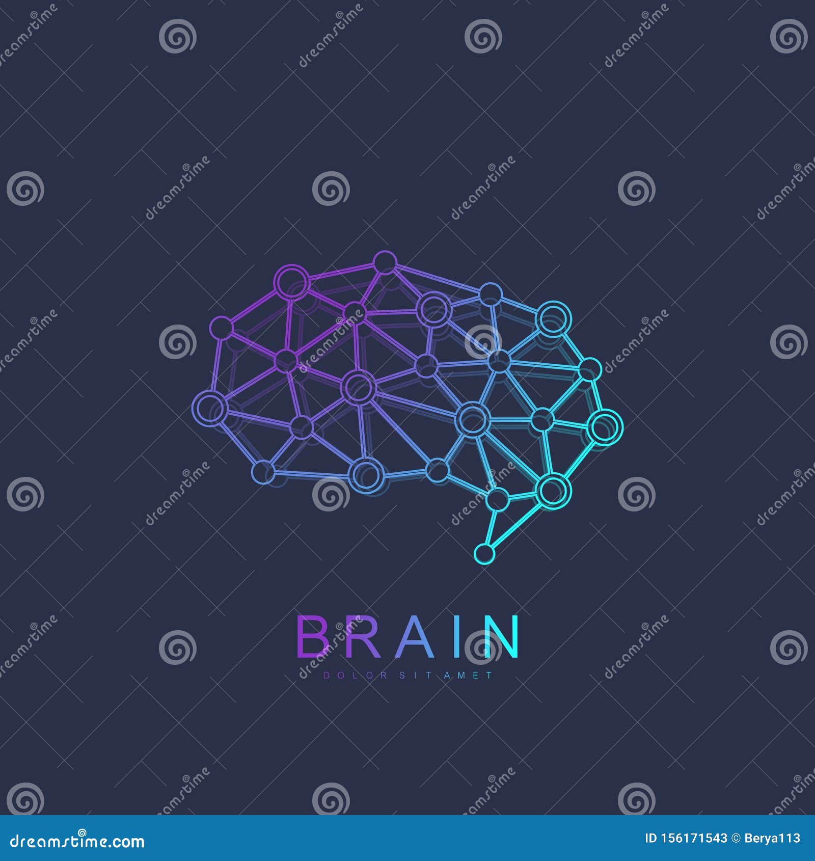 Brain Logo Silhouette Design Vector Template with Connected Lines and ...