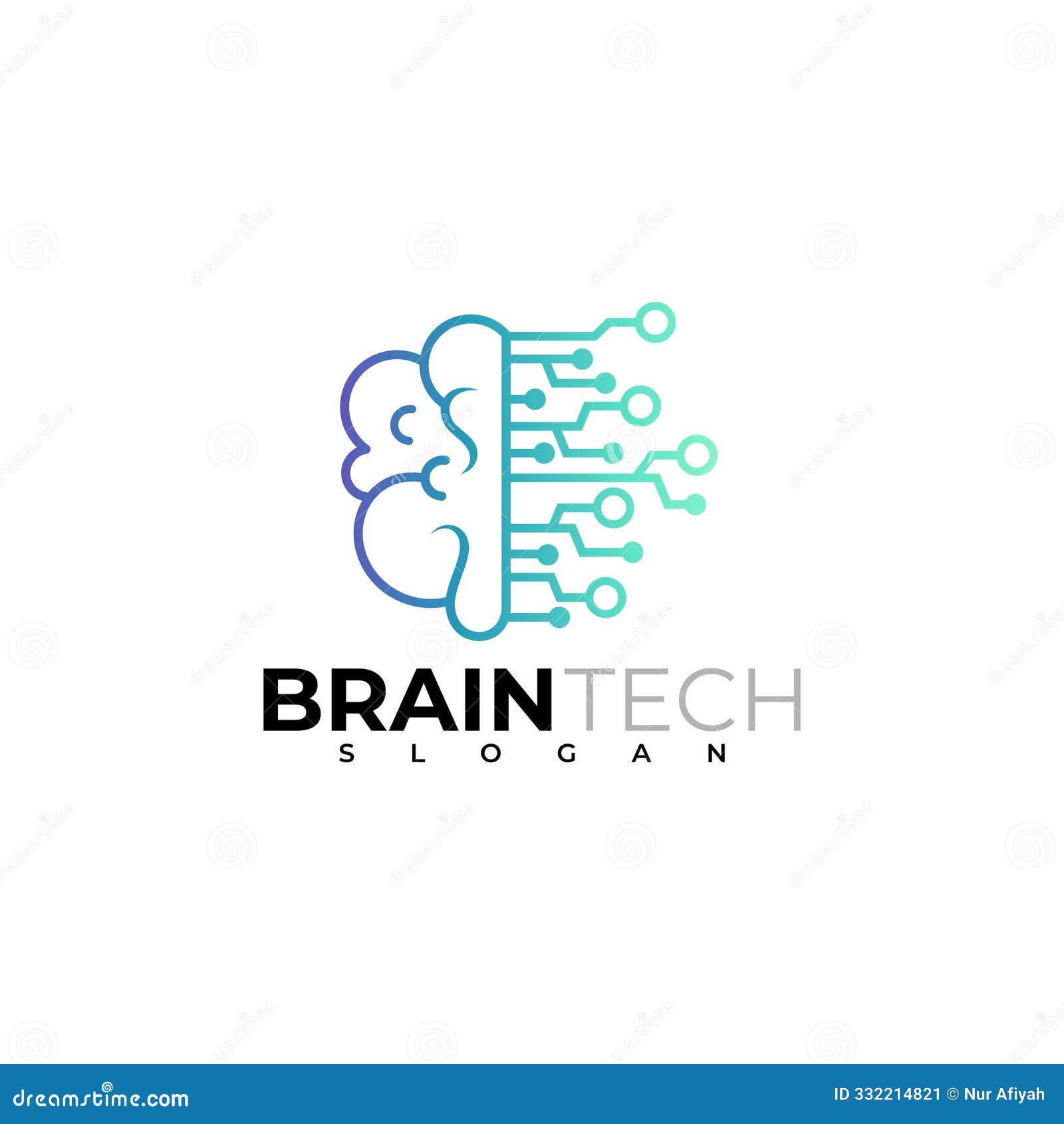 Brain Logo with Technology Outline Symbol, Smart Logos Stock Vector ...