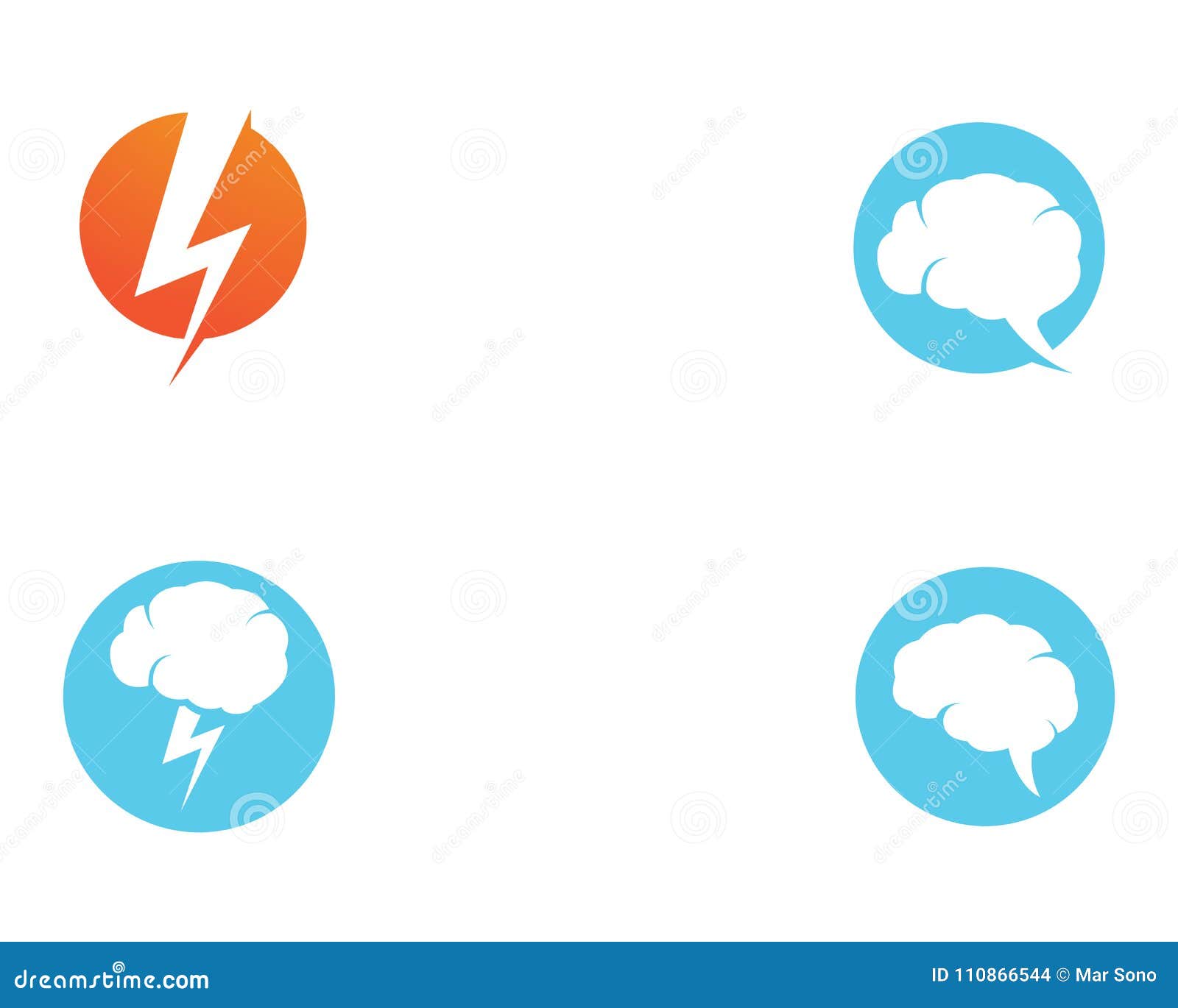 Brain Logo Template and Symbols Icons App Stock Vector - Illustration ...