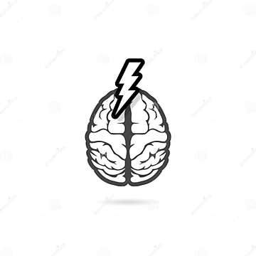 Brain Logo with Thunderbolt Simple Design Layout Stock Vector ...