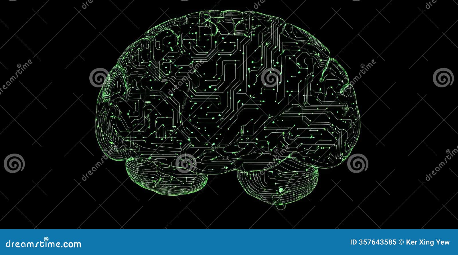 A Brain with a Lot of Wires and Circuits Stock Illustration ...