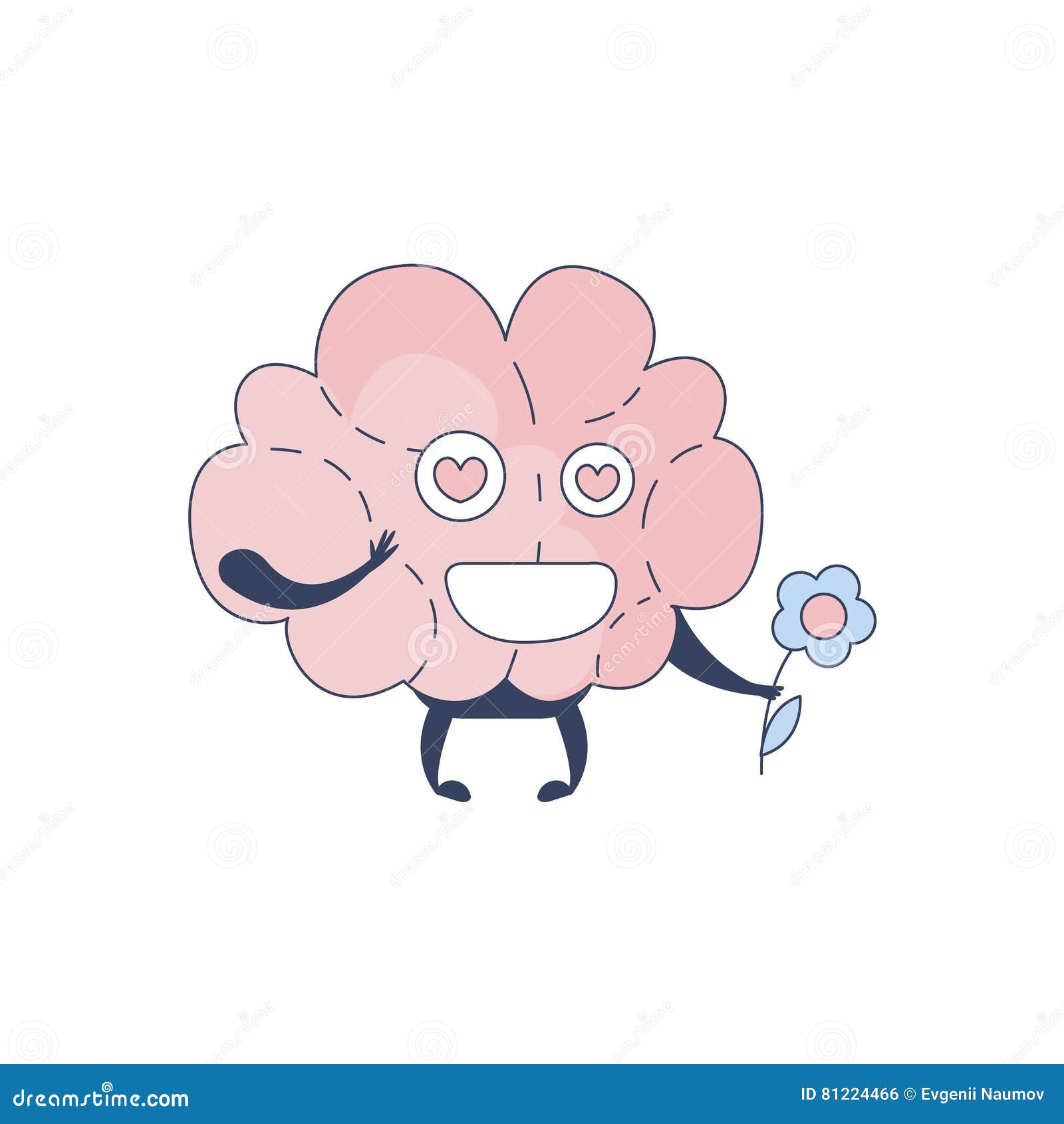 Brain in Love Comic Character Representing Intellect and Intellectual ...
