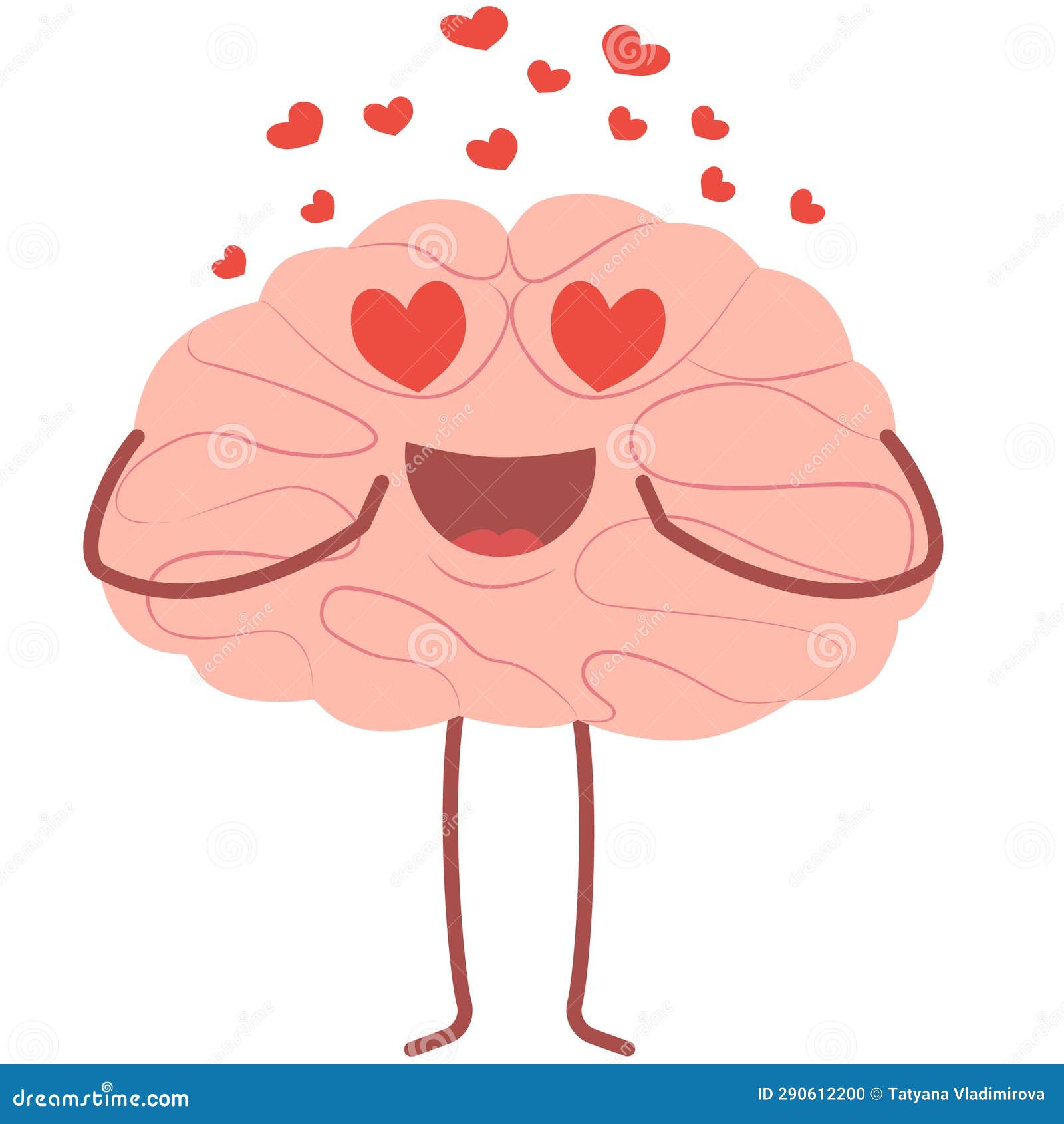 Brain in Love. Vector Character in Flat Style. Stock Vector ...