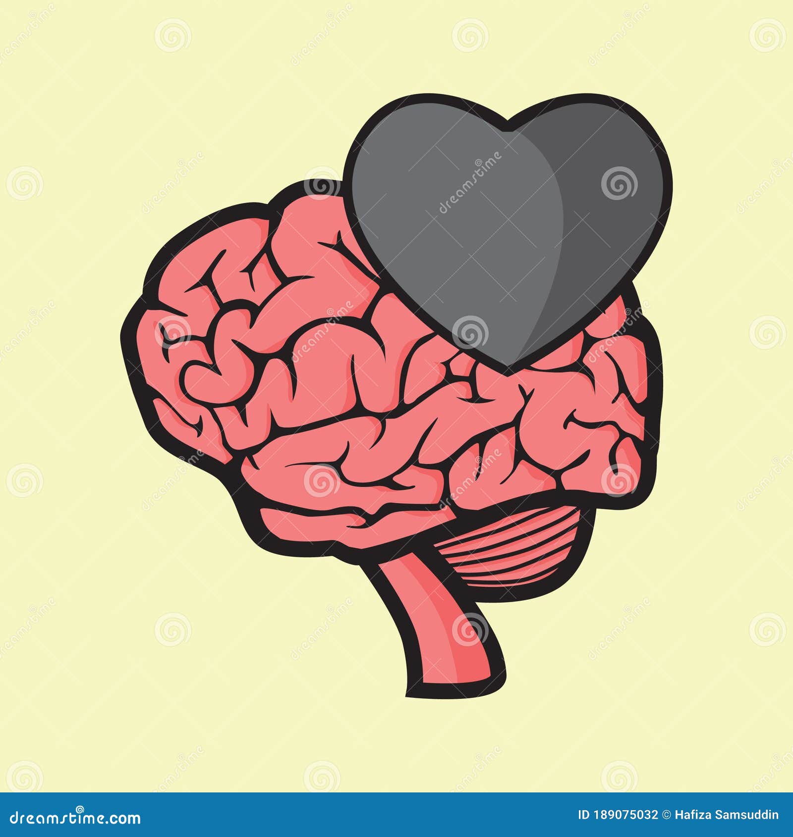 Brain with Love. Vector Illustration Decorative Design Stock Vector ...
