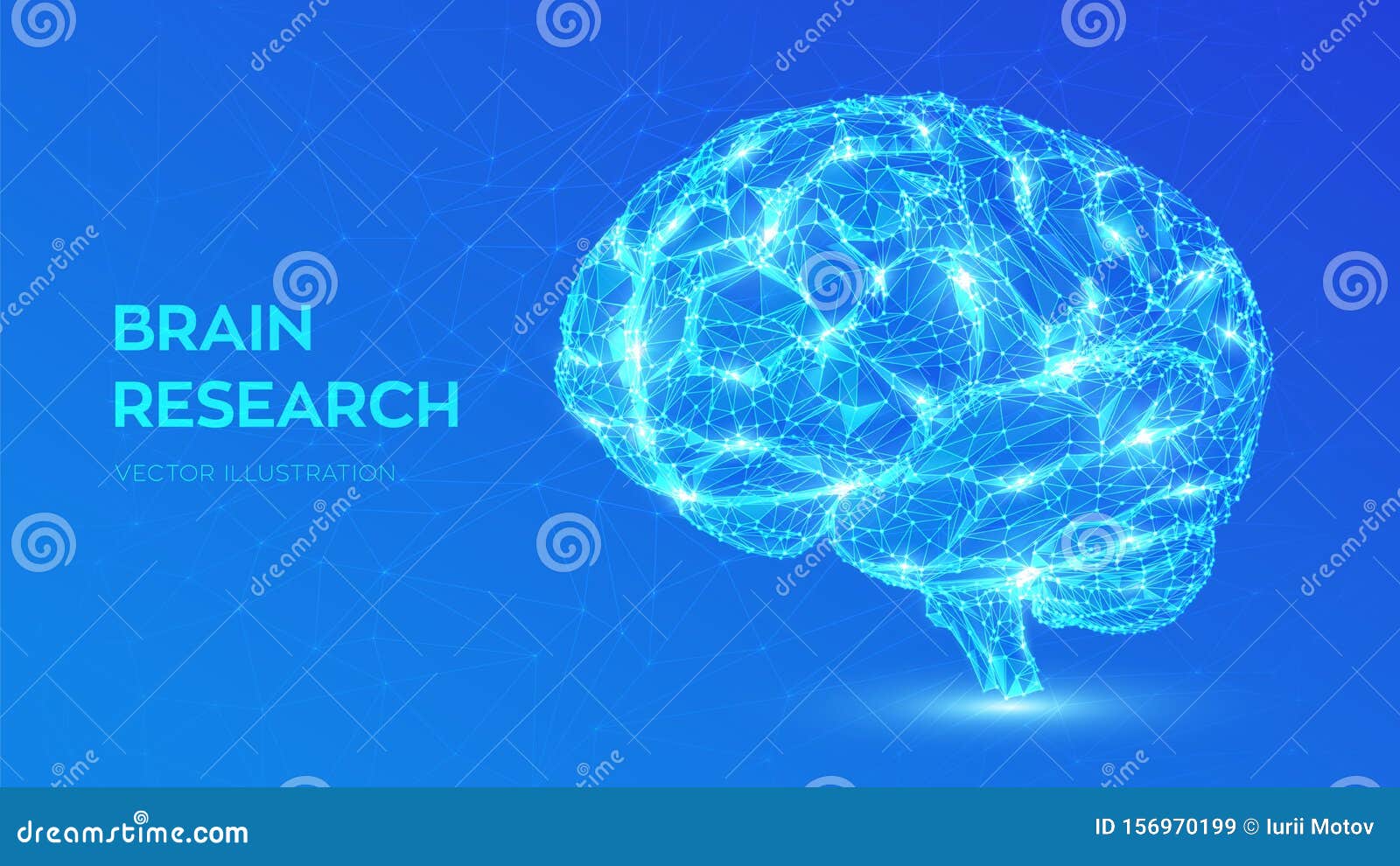 Brain. Low Poly Abstract Digital Human Brain. Neural Network. IQ ...