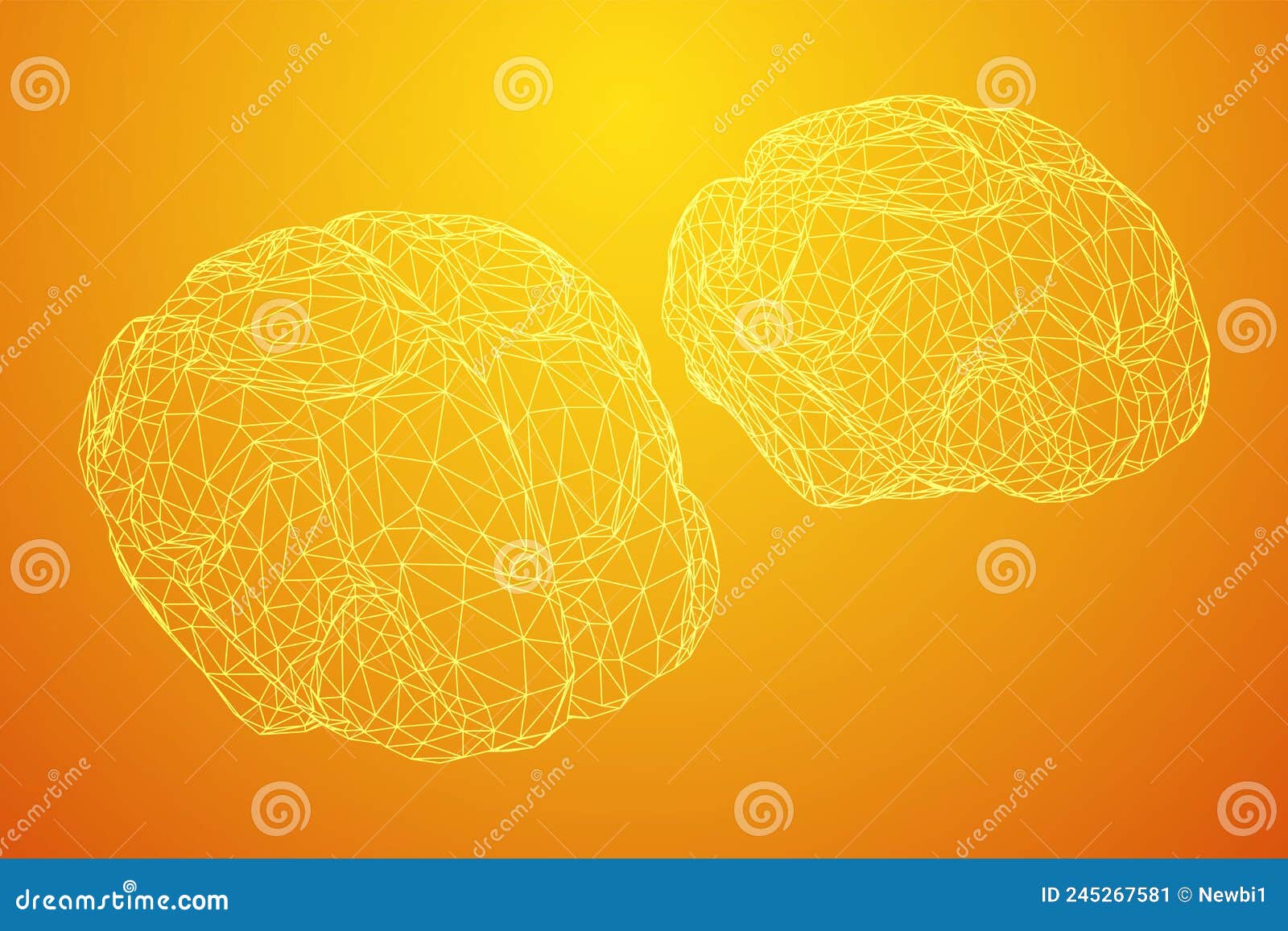 Brain. Low Poly Abstract Digital Human Brain. Wireframe Illustration ...