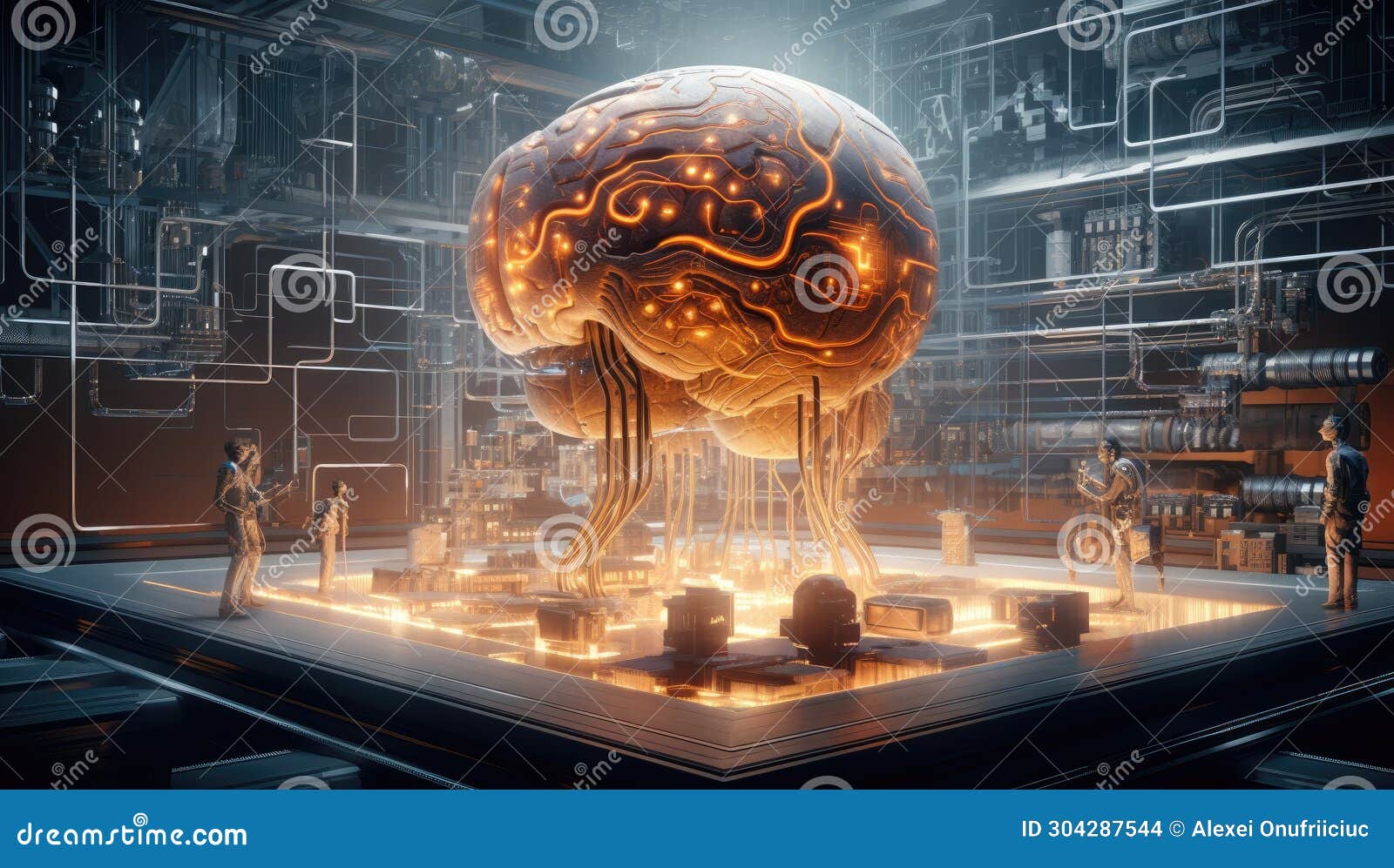 Brain of a Machine on a Circuit Board Stock Photo - Image of computing ...