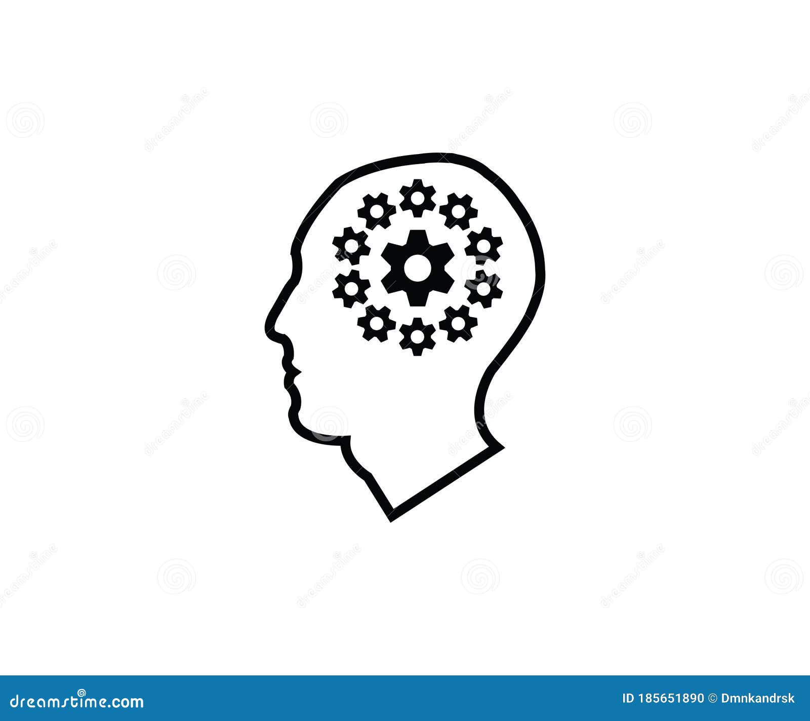 Brain Machine Head Symbol Intelligence Icon Skull Stock Vector ...