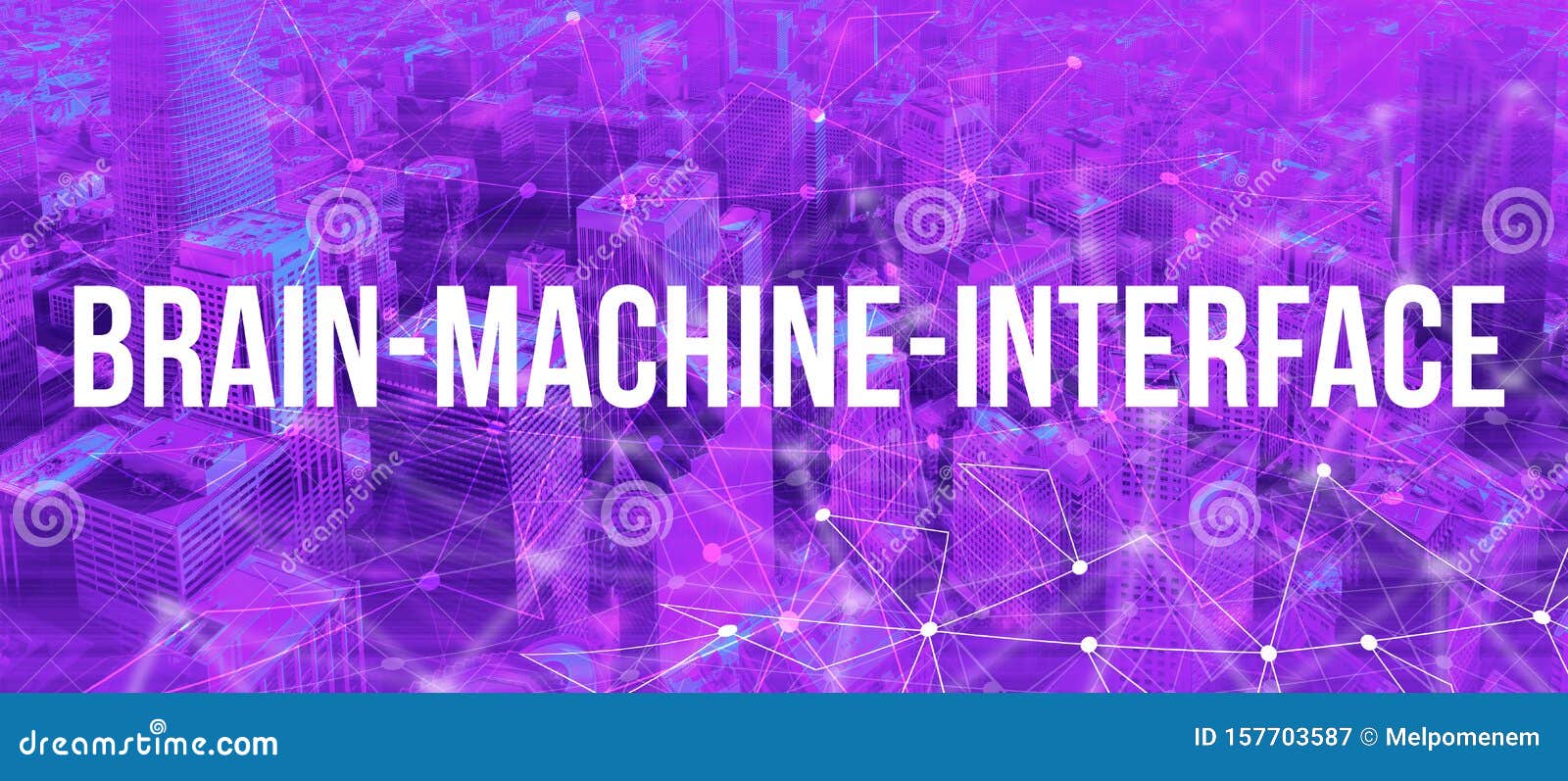 Brain Machine Interface BMI Concept with Neural Network Gradient City ...